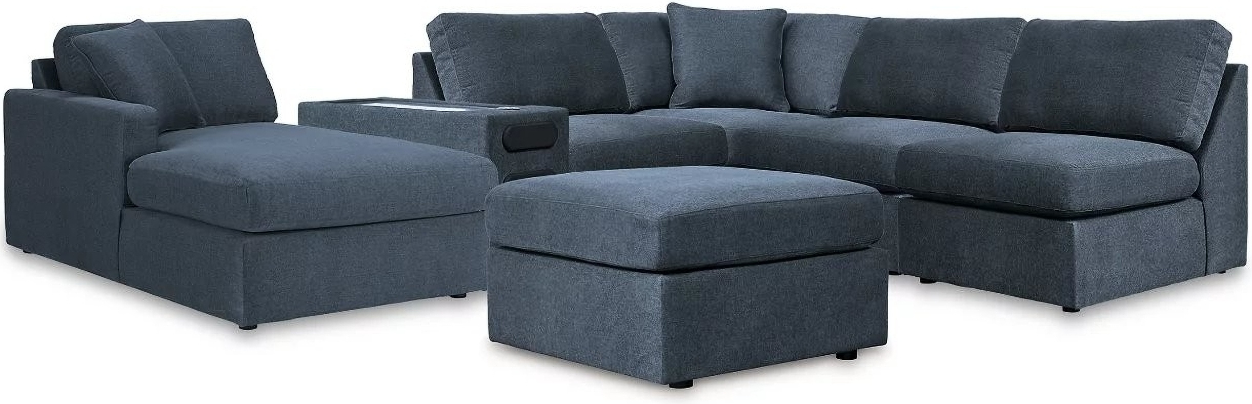 Modmax 6-Piece RAF Sectional with Audio Console and Ottoman In Ink by ...