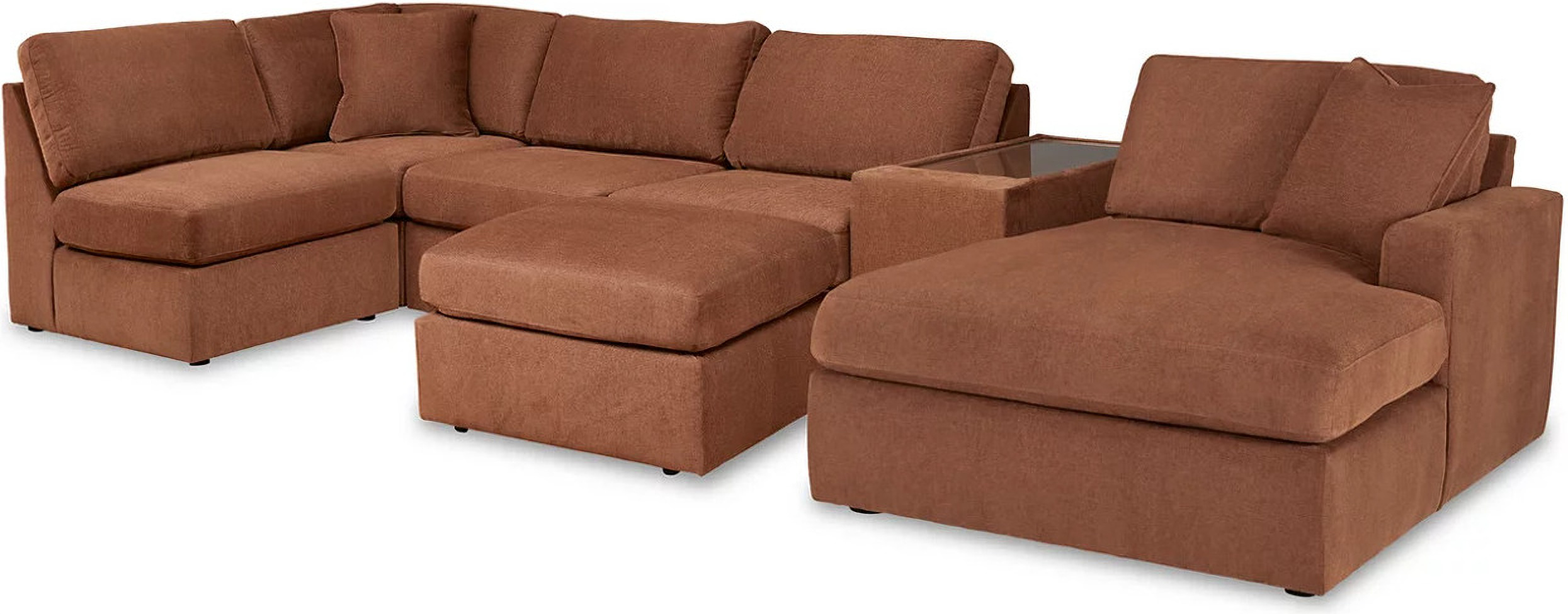 Modmax 6-Piece RAF Sectional with Storage Console and Ottoman In Spice ...