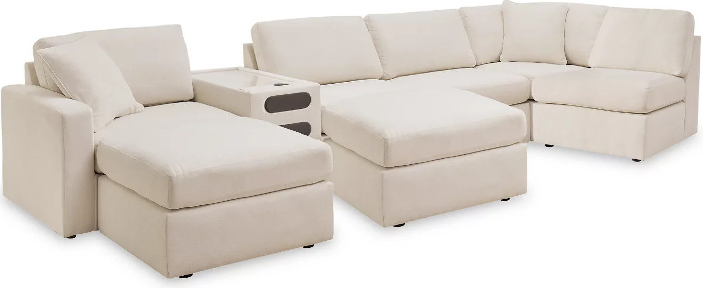 Modmax 6-Piece Sectional and 2 Ottomans with Audio Console In Oyster by ...