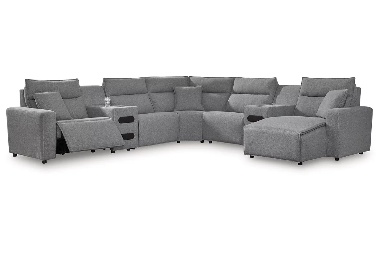 Modmax 7-Piece Power Reclining Sectional with RAF Chaise In Salt and Pepper by Ashley Furniture ...