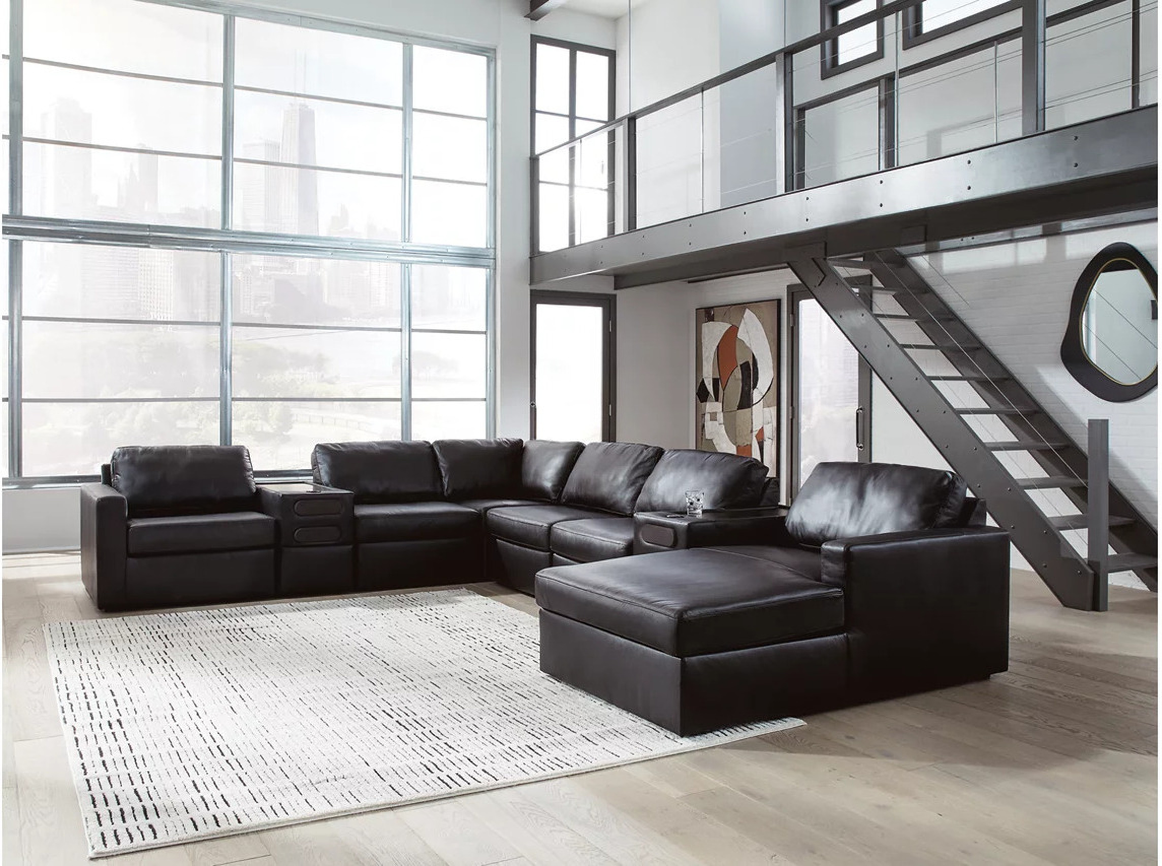 ModMax II 8-Piece RAF Sectional with Chaise and Audio Consoles In Black ...