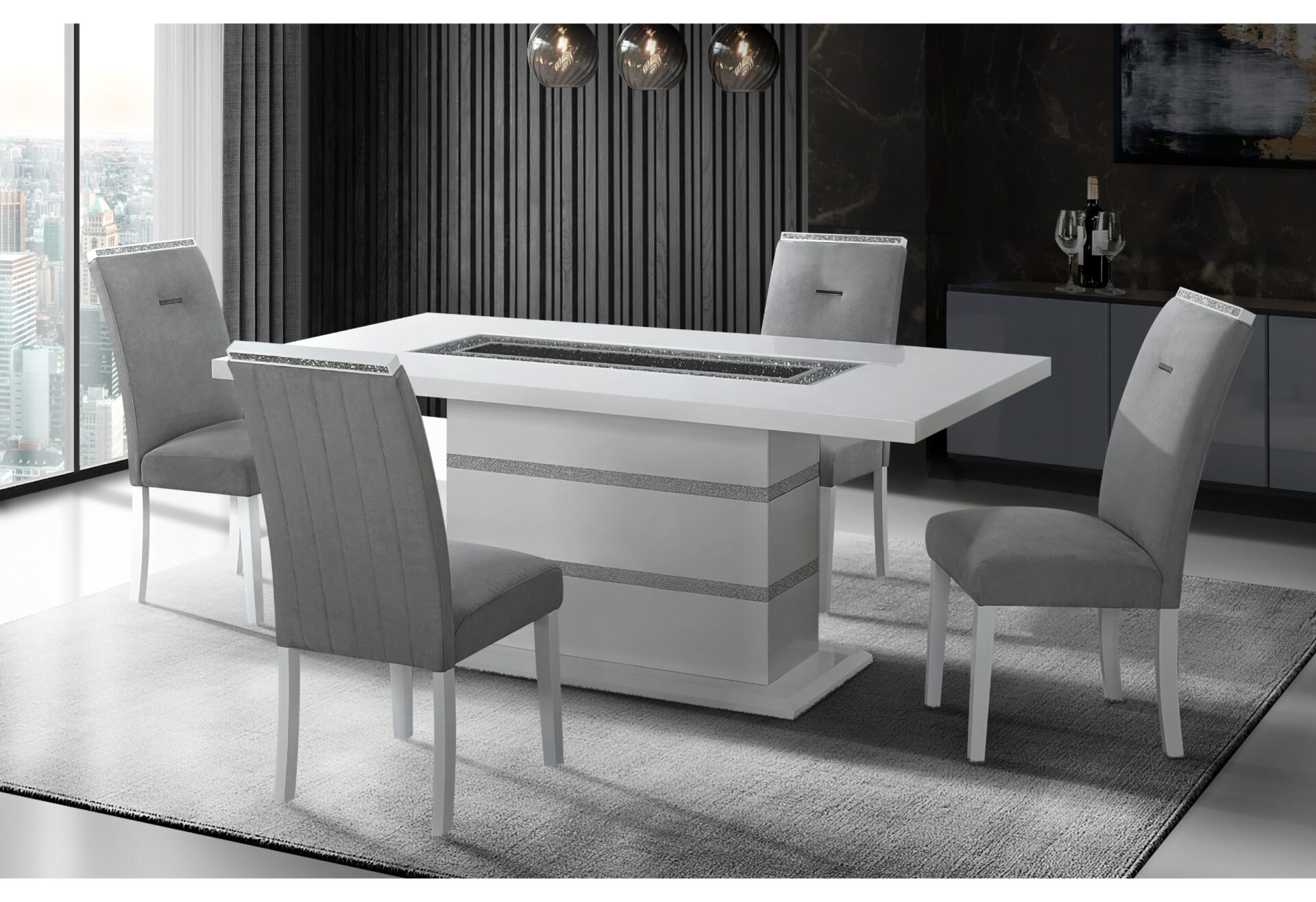 Monaco Dining Set In White by Global Furniture USA | 1StopBedrooms