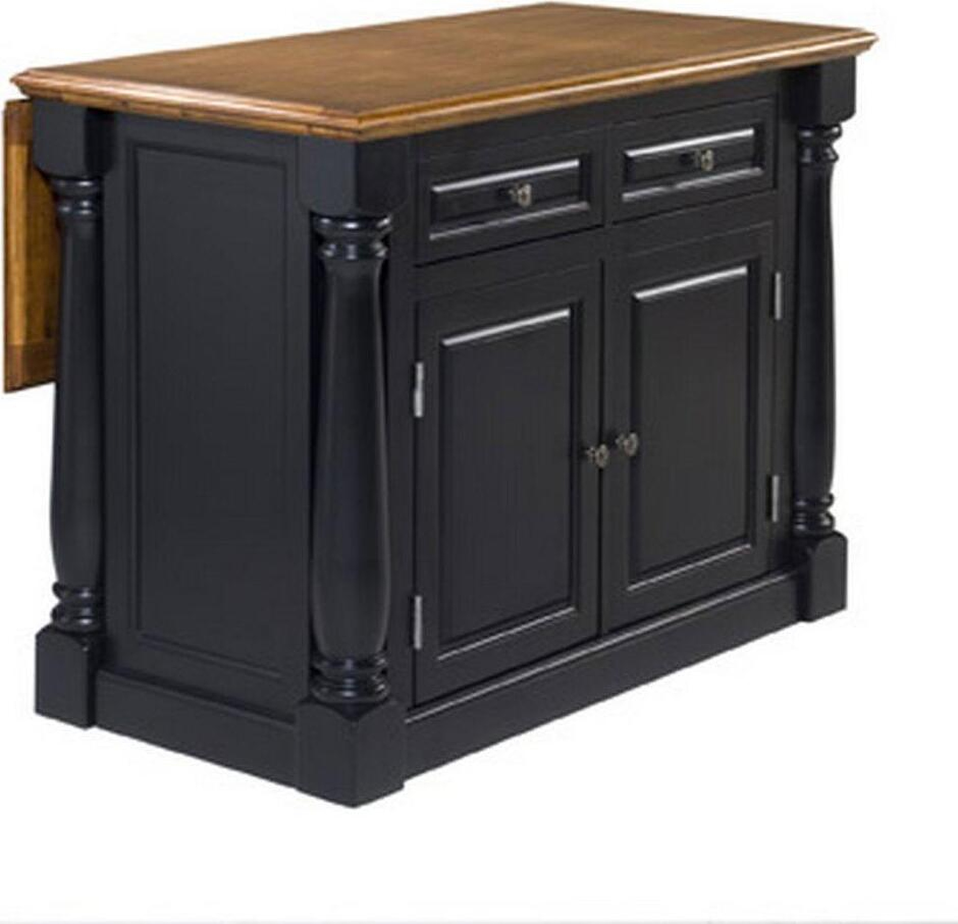 Monarch Kitchen Island In Black and Brown by Homestyles | 1StopBedrooms