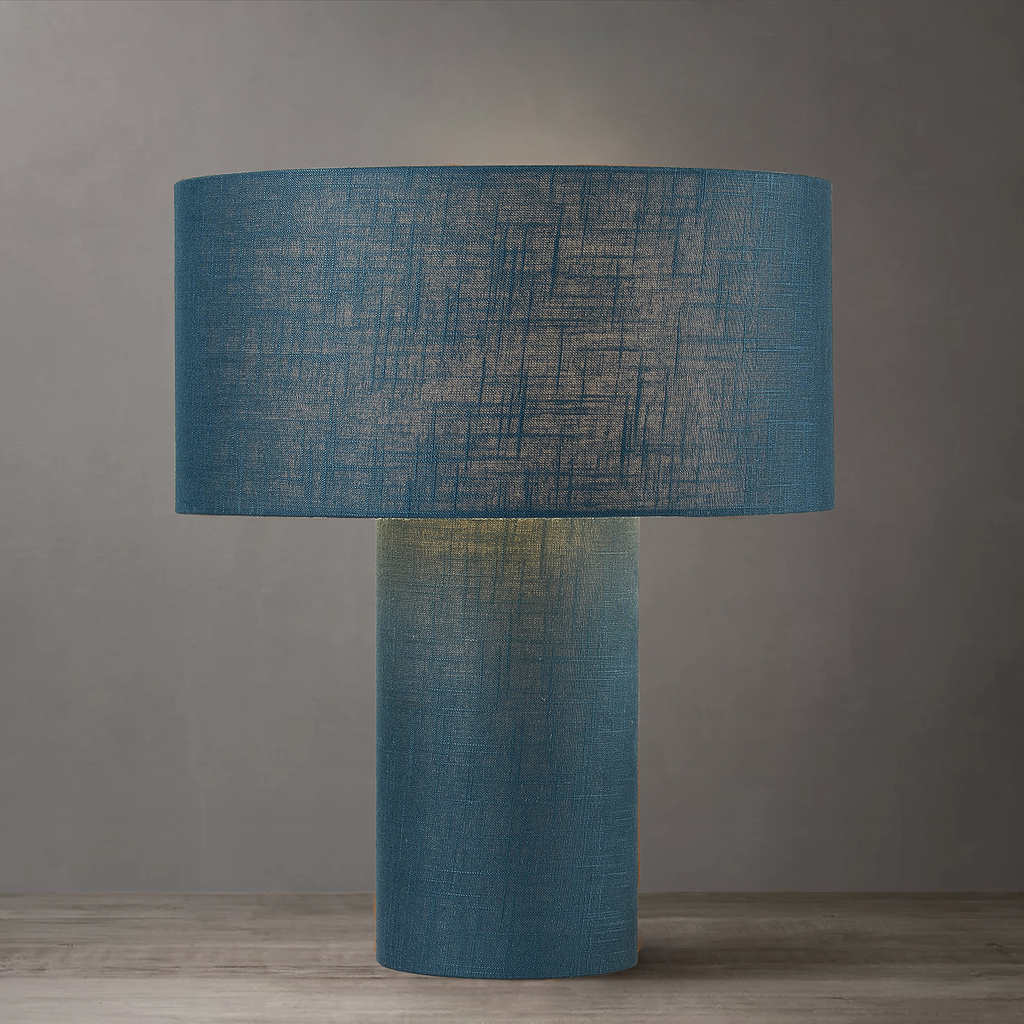Moonlight Sky Blue Linen Shade Table Lamp In Sage by Nova Of California ...