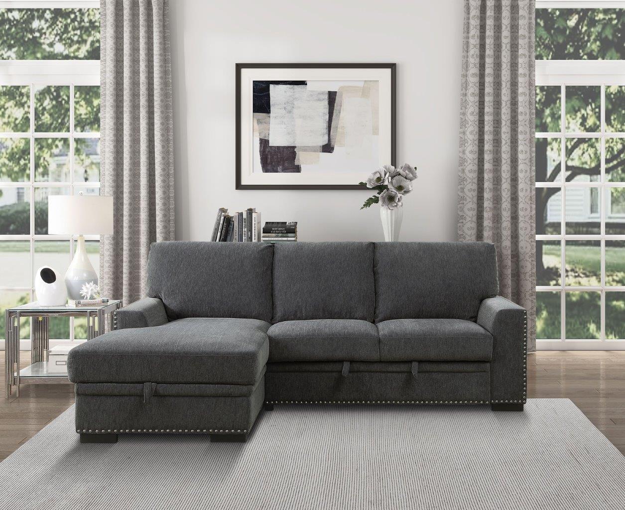 Morelia 2-Piece Sectional with Pull-out Bed and Left Chaise with Hidden ...