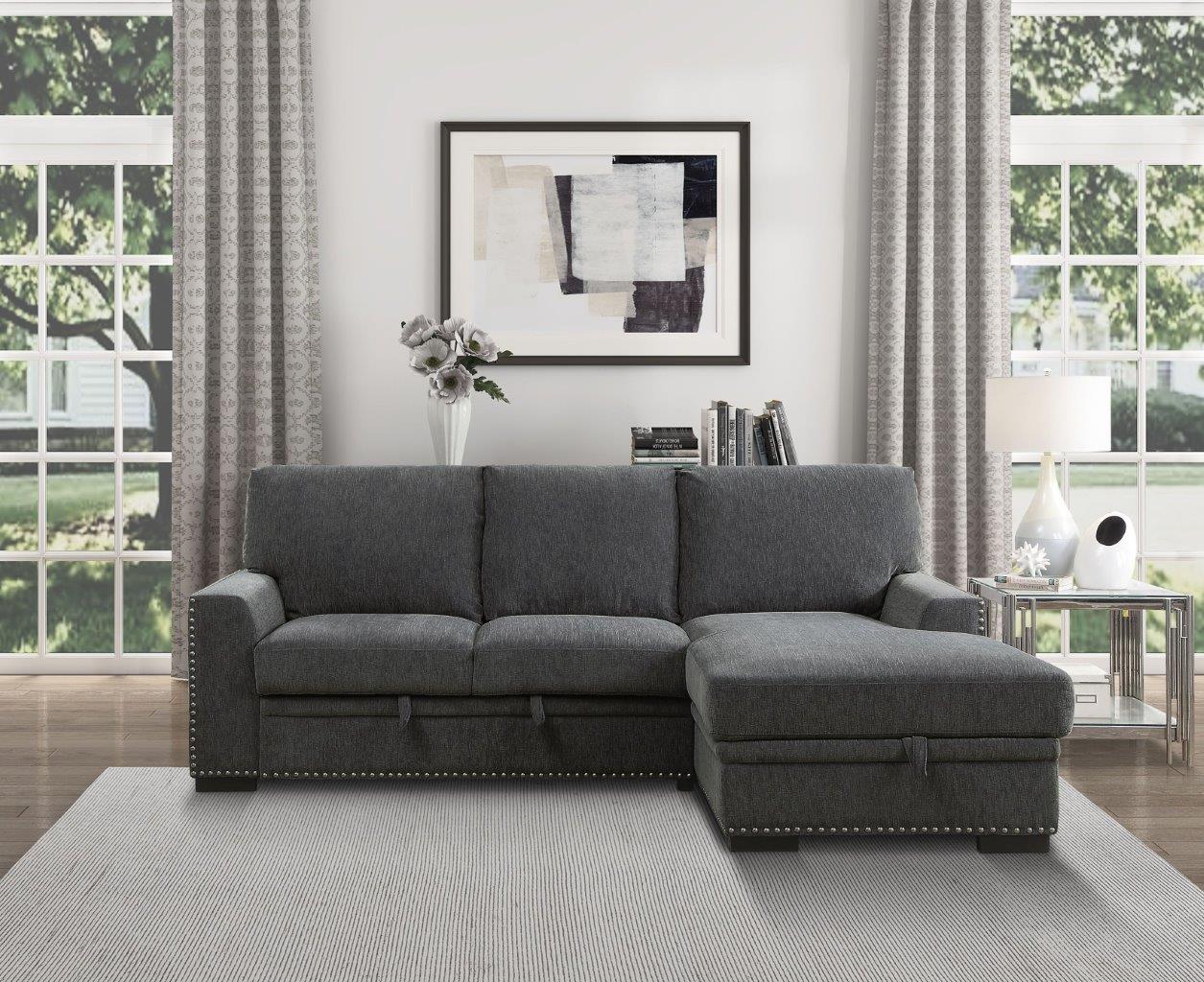 Morelia 2-Piece Sectional with Pull-out Bed and Right Chaise with ...
