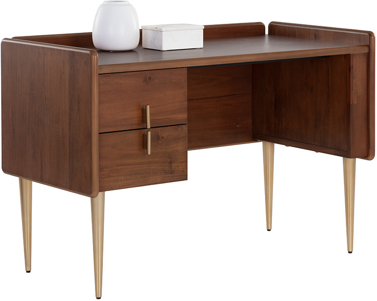 Moretti Small Desk In Walnut - 1StopBedrooms