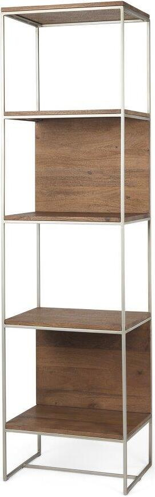 Morris Ii Brown Wood And Silver Metal Frame 4 Shelf Shelving Unit by ...