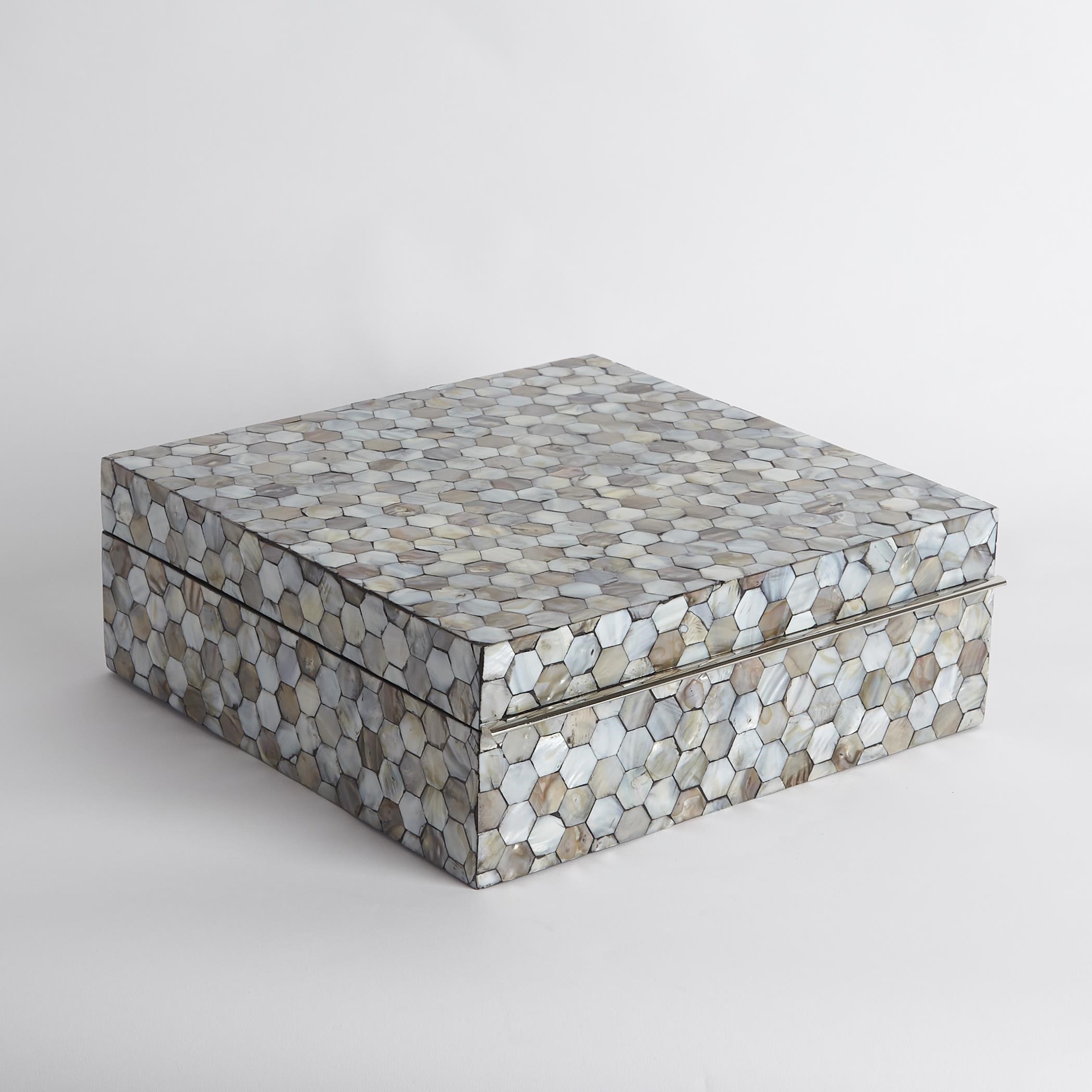 Mother Of Pearl Large Box In Gray by Global Views | 1StopBedrooms