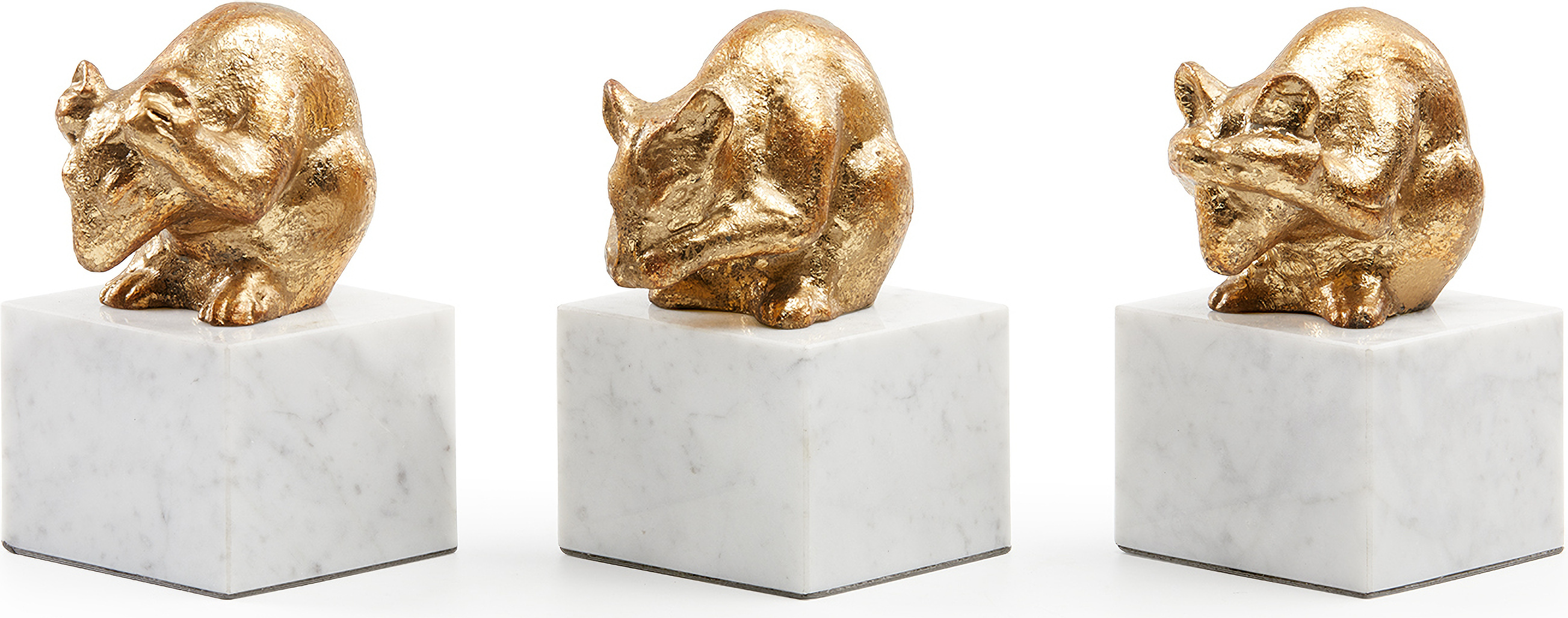 Mouse Statue Set of 3 In Gold Leaf by Villa & House | 1StopBedrooms