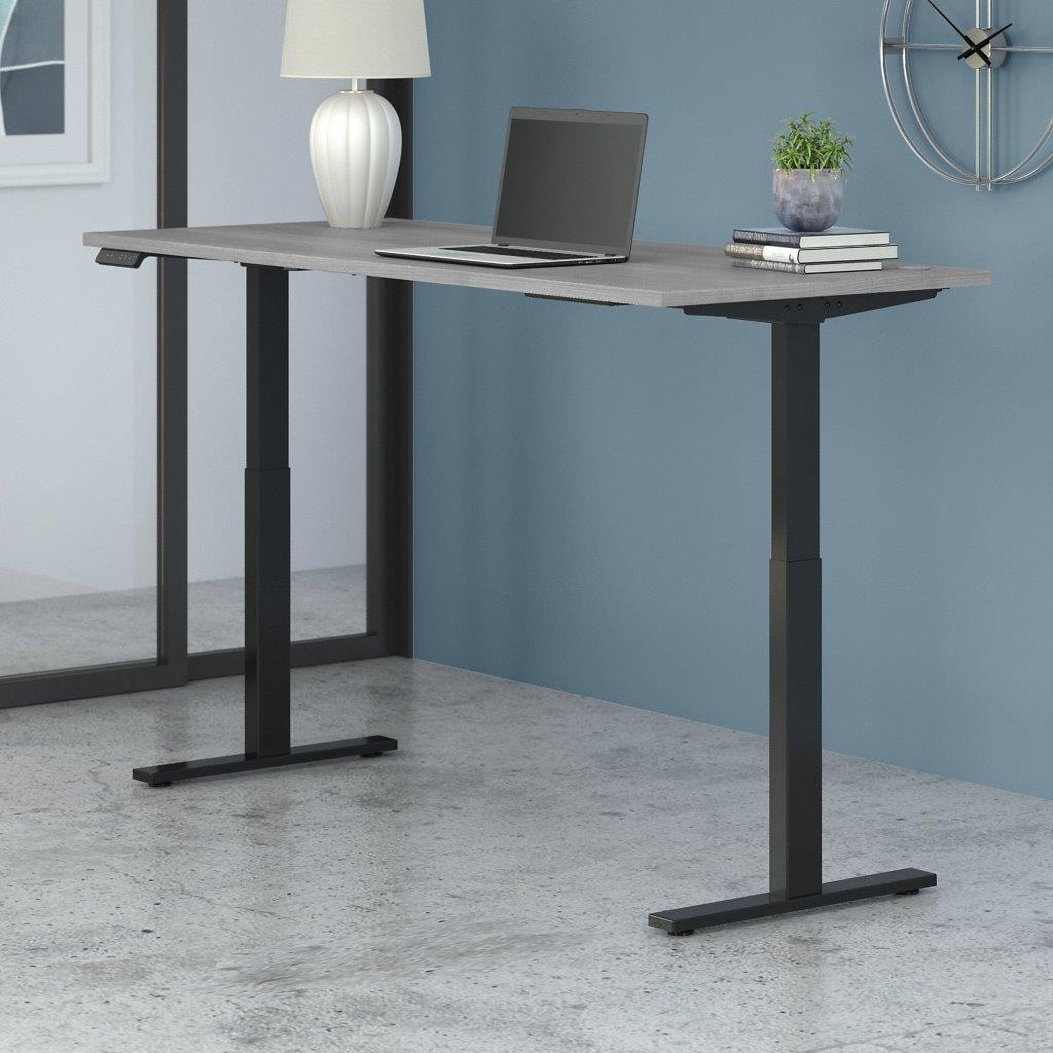 Bush Business Furniture Move 60 Series 72 W Electric Height Adjustable Standing Desk Platinum Gray Black M6S7230PGBK