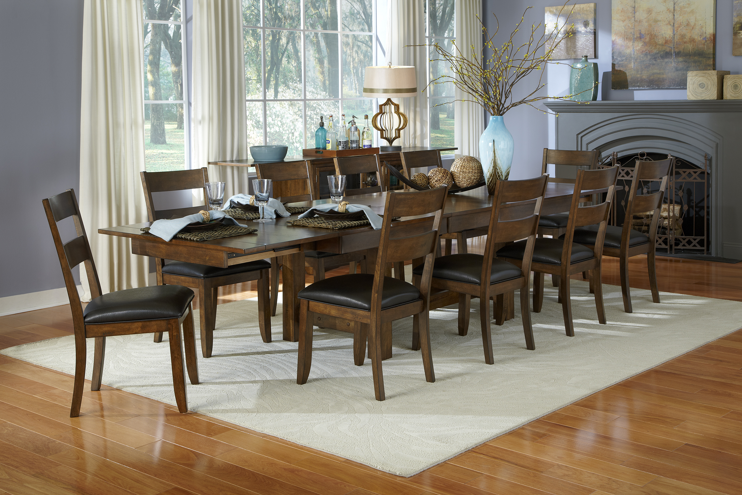 Mariposa 132" Rustic Whiskey Extendable Trestle Dining Room Set by A ...