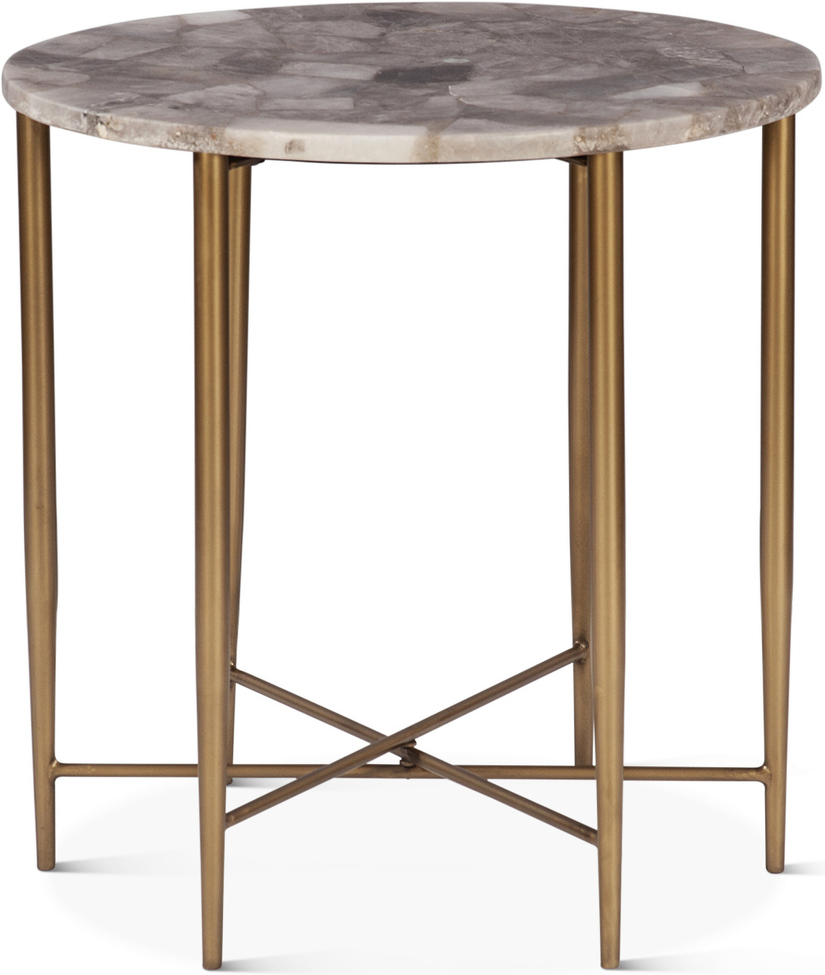 Mumbai 24 Inch Side Table In Smoky Quartz with Iron Base by Home Trends ...