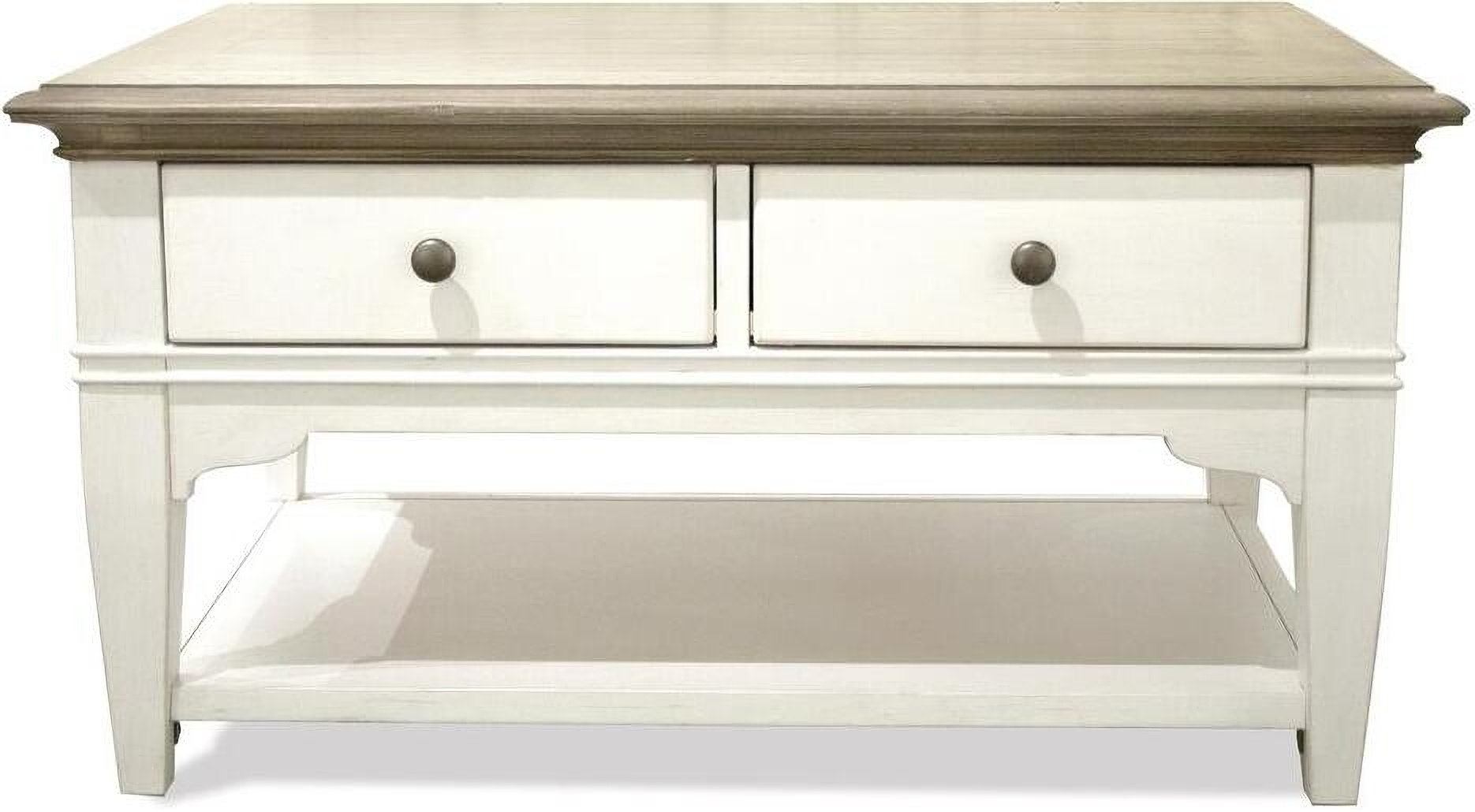 Myra Small Leg Coffee Table In White and Natural by Riverside Furniture ...