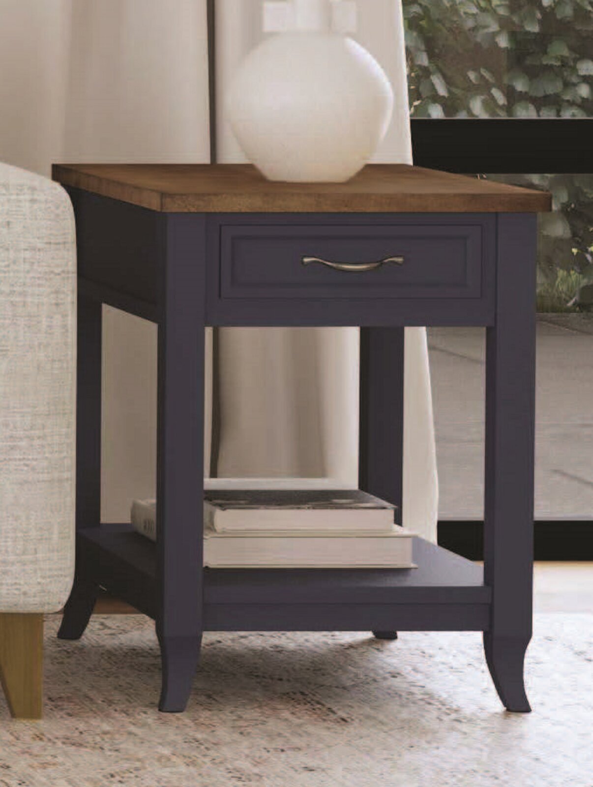 Mystic Two-tone Wood Rectangular End Table with Charging In Toasted ...