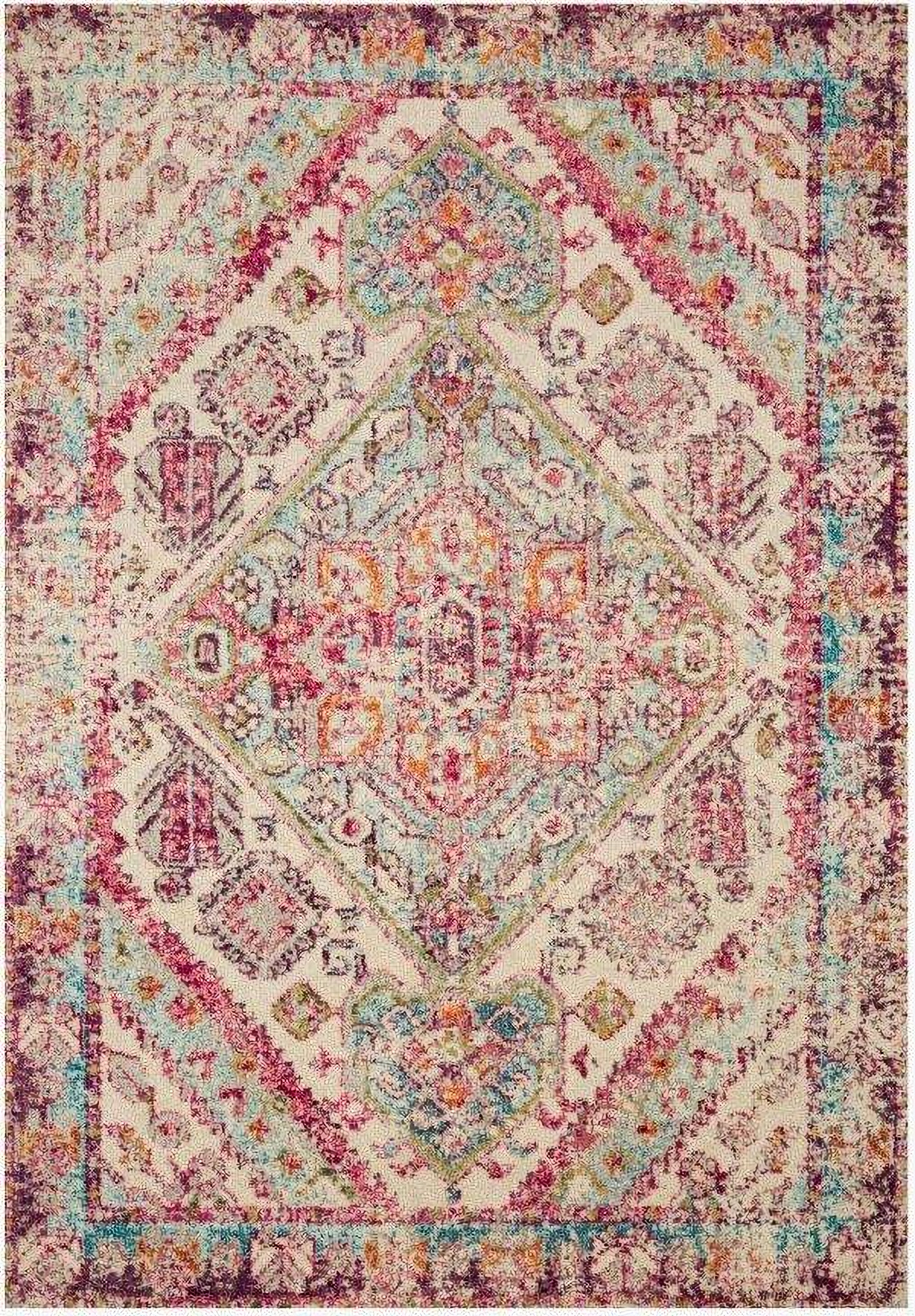 Nadia Aqua/Pink 8' x 8' Rug by Loloi Rugs | 1StopBedrooms