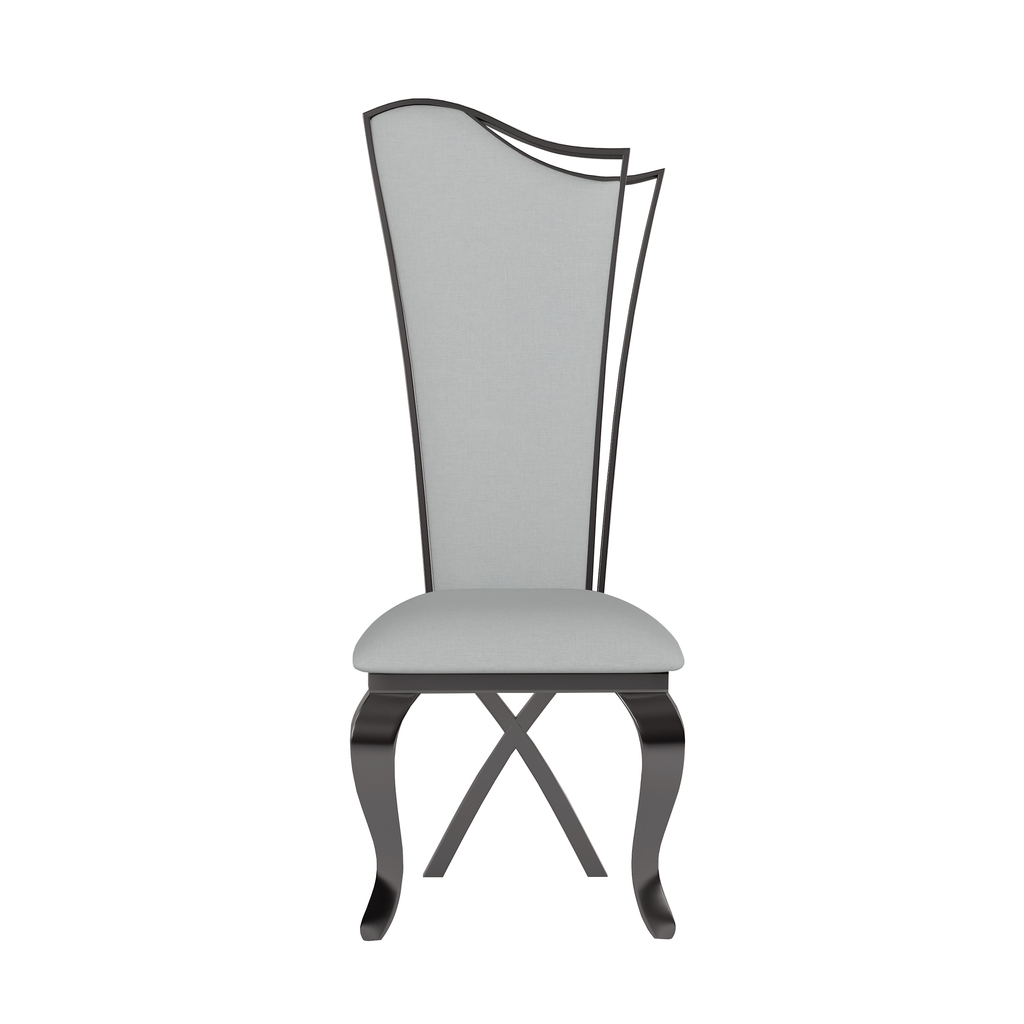 Nadia Tall-Back Side Chair with Cabriole Legs Set of 2 In Gray by ...