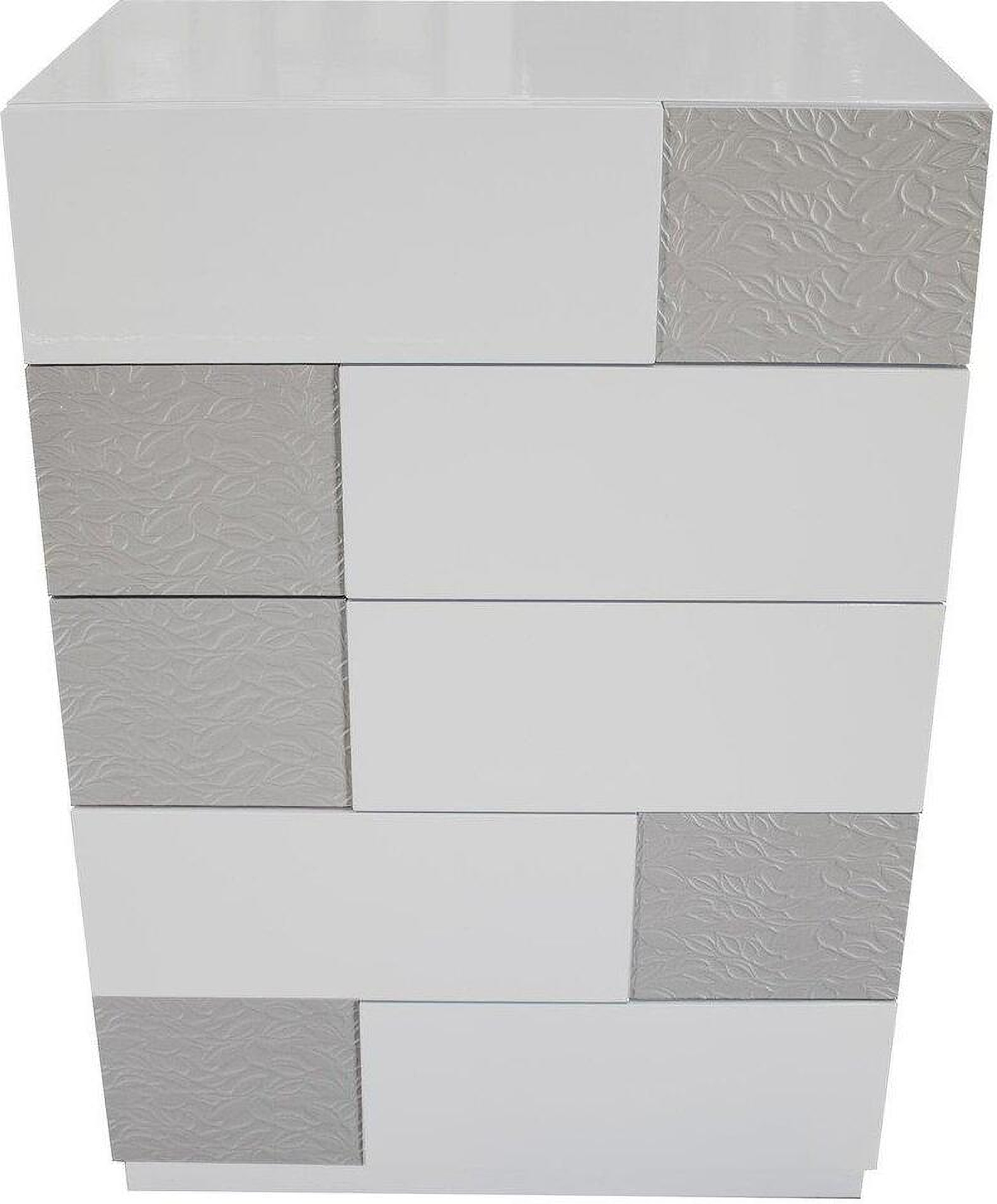 Naple 5 Drawer Poplar Wood Bedroom Chest In Gray And Silver Line by ...