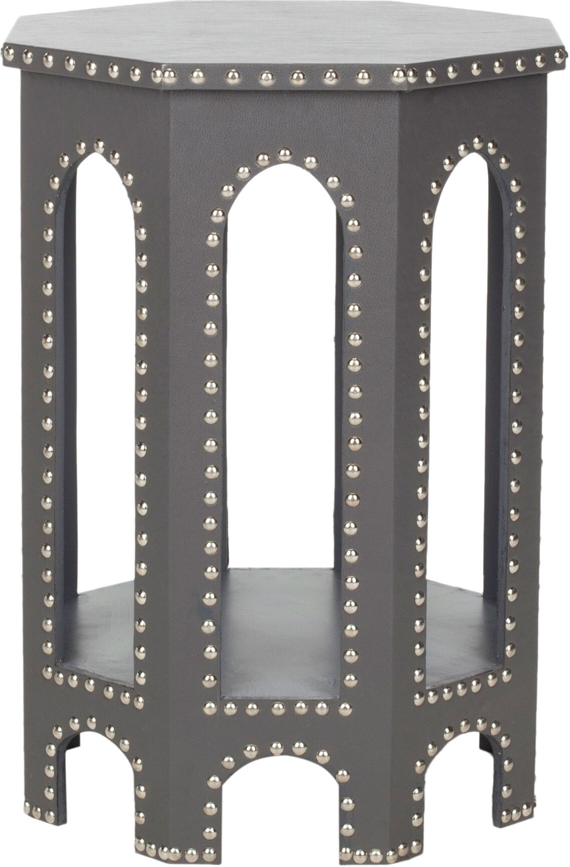 Nara Grey End Table with Silver Nailhead Detail by Safavieh | 1StopBedrooms