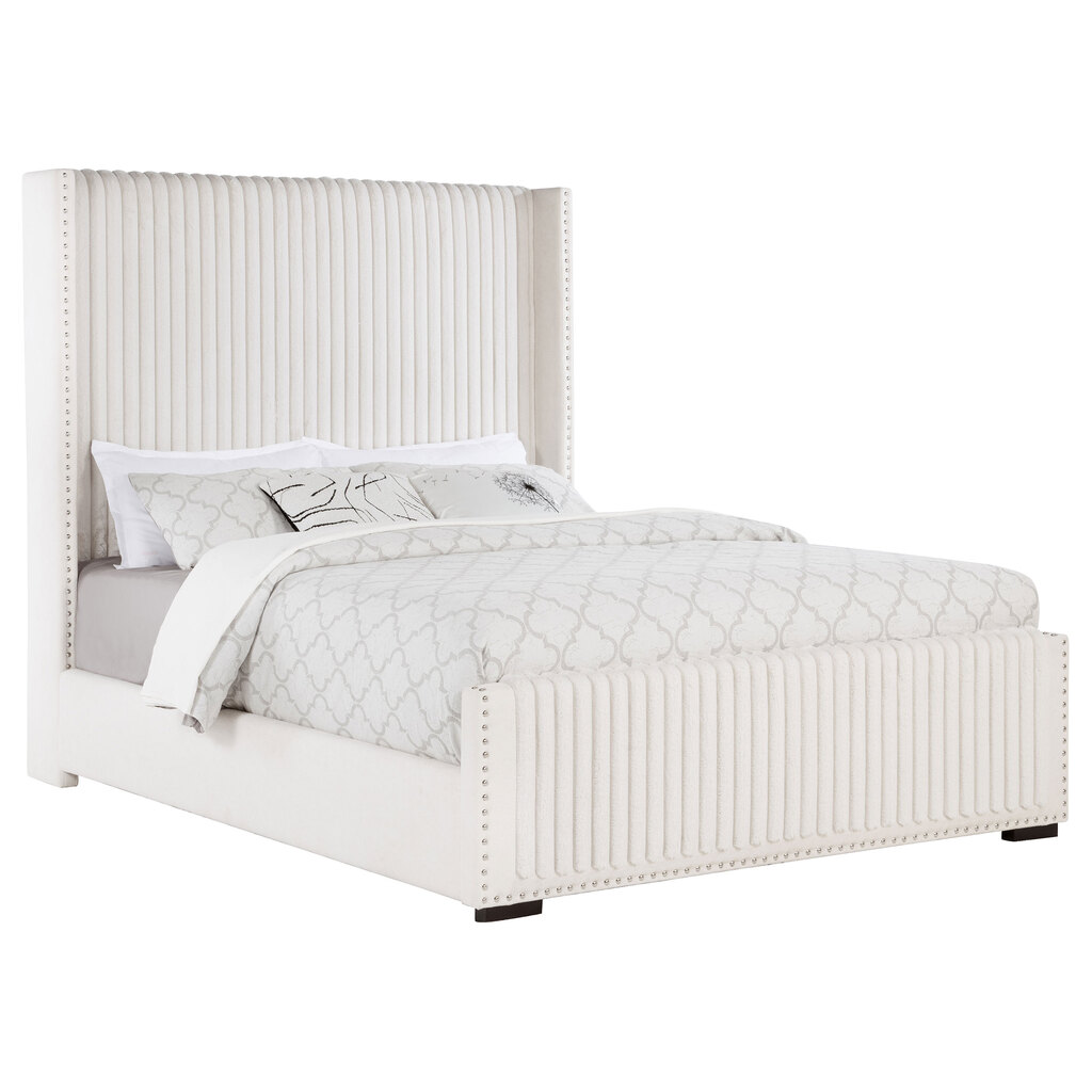 Natasha 65 Inch Upholstered Queen Wingback Bed In Cream by Coaster ...