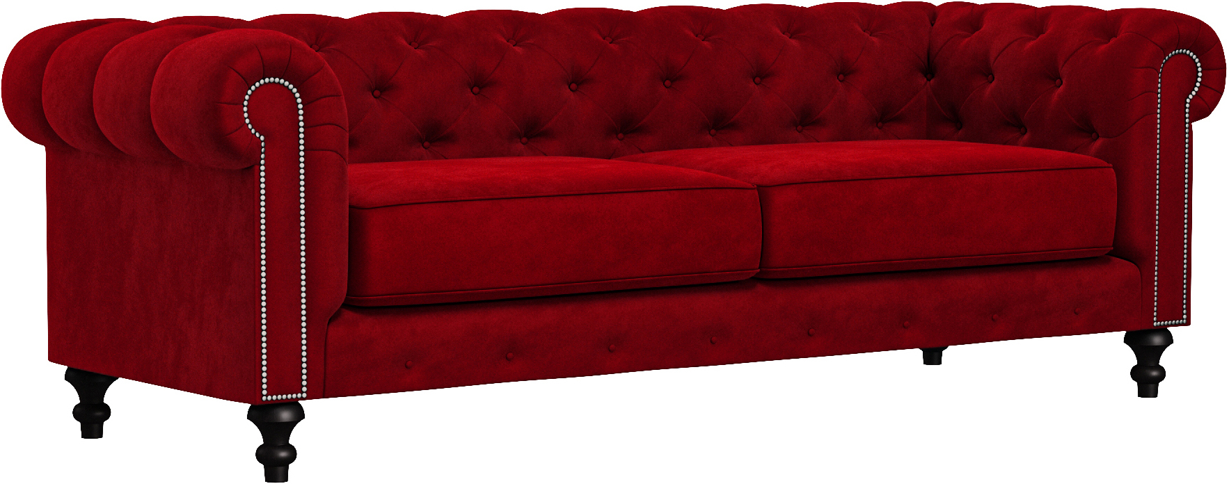 Nativa Interiors London Tufted Deep Plush 90 Inch Sofa In Red ...
