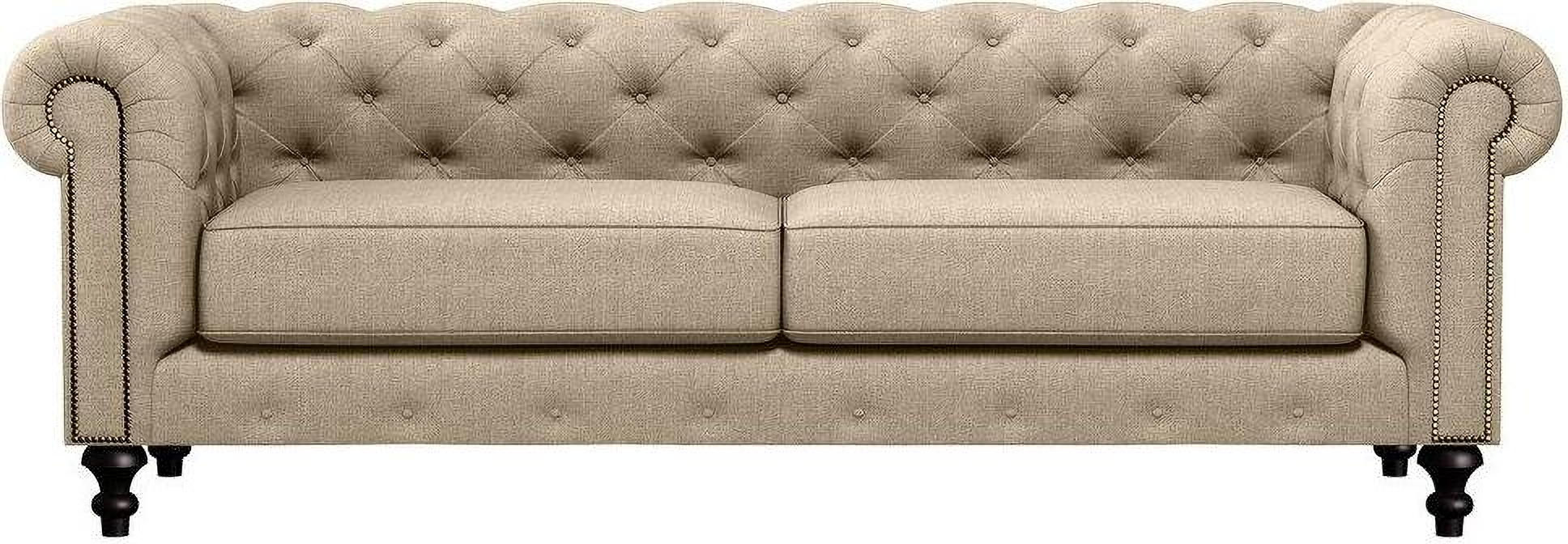 Nativa Interiors London Tufted Sofa 90 Inch Flax | 1StopBedrooms