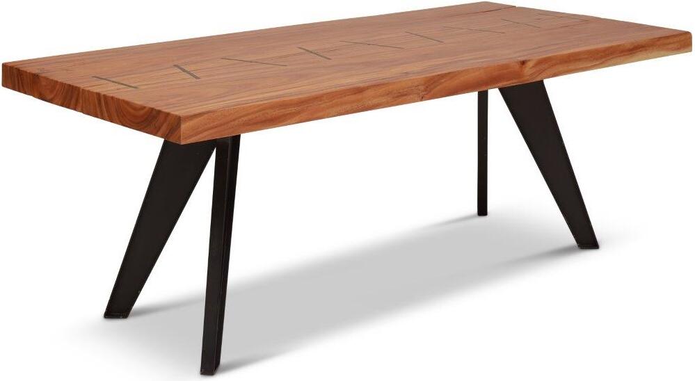 Naturals Cross Dining Table In Black Legs And Natural Chamcha Top by ...
