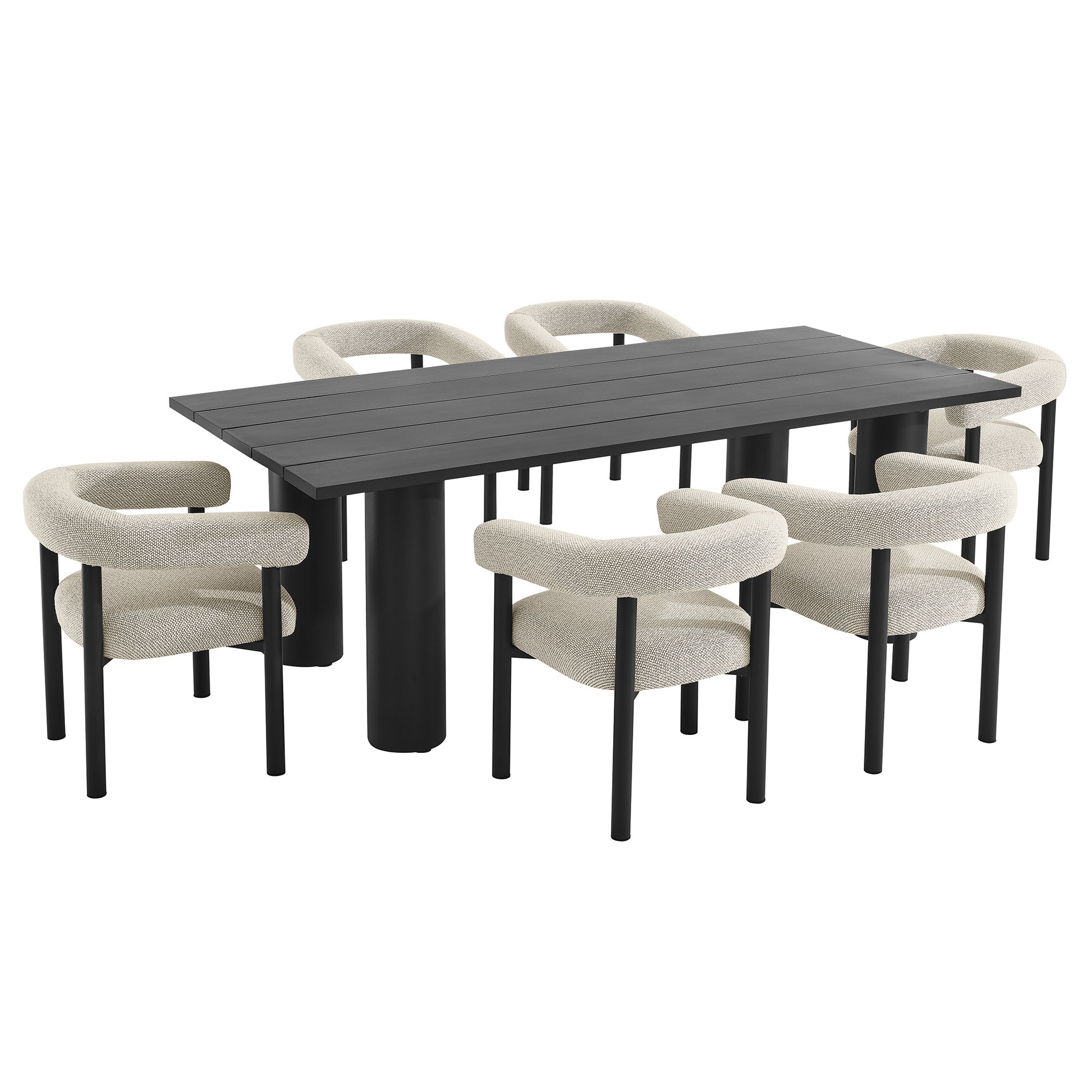 Nautica 7-Piece Rectangular Outdoor Patio Aluminum Dining Table and ...