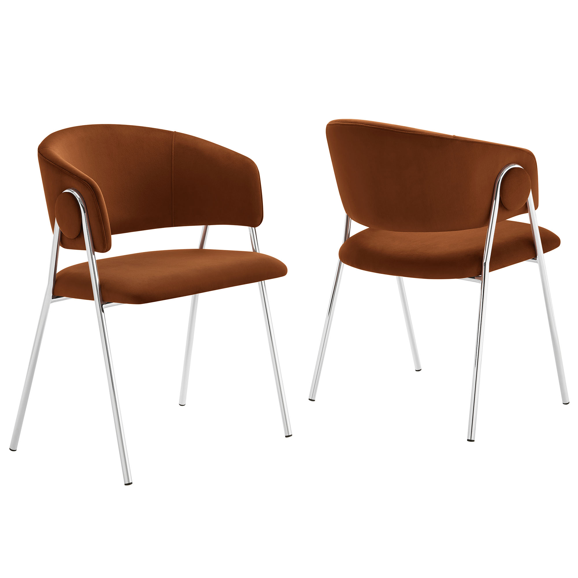Nella Upholstered Performance Velvet Dining Chair Set of 2 In Rust and ...
