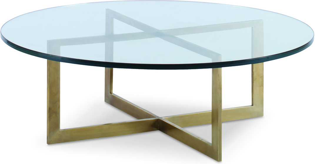 48 Inch Nest Cocktail Table - Glass Top In Matte Brass by Century ...