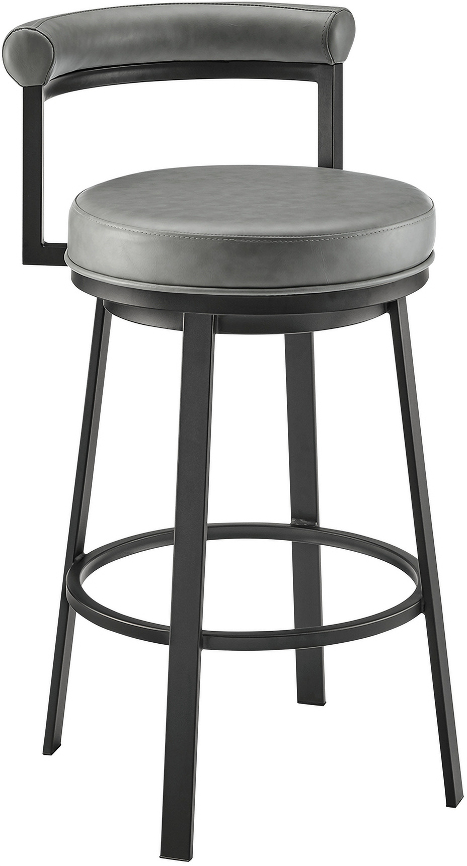 Neura 33.5 Inch Swivel Counter or Bar Stool In Black Finish with Gray ...