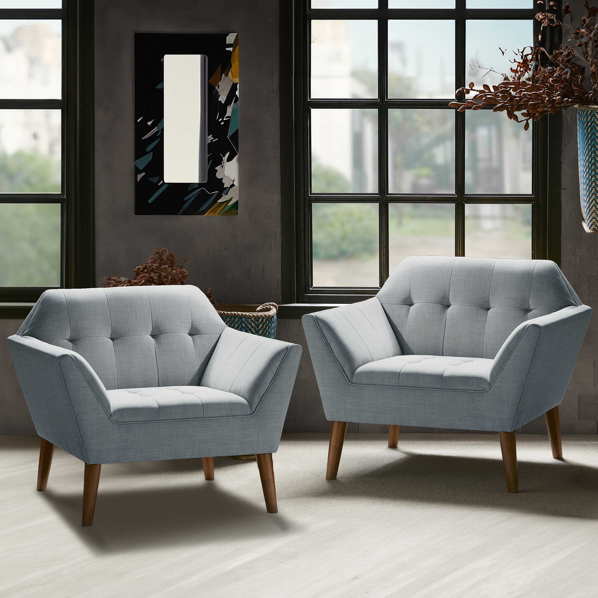Newport Lounge Chair Set of 2 In Light Blue by Olliix | 1StopBedrooms