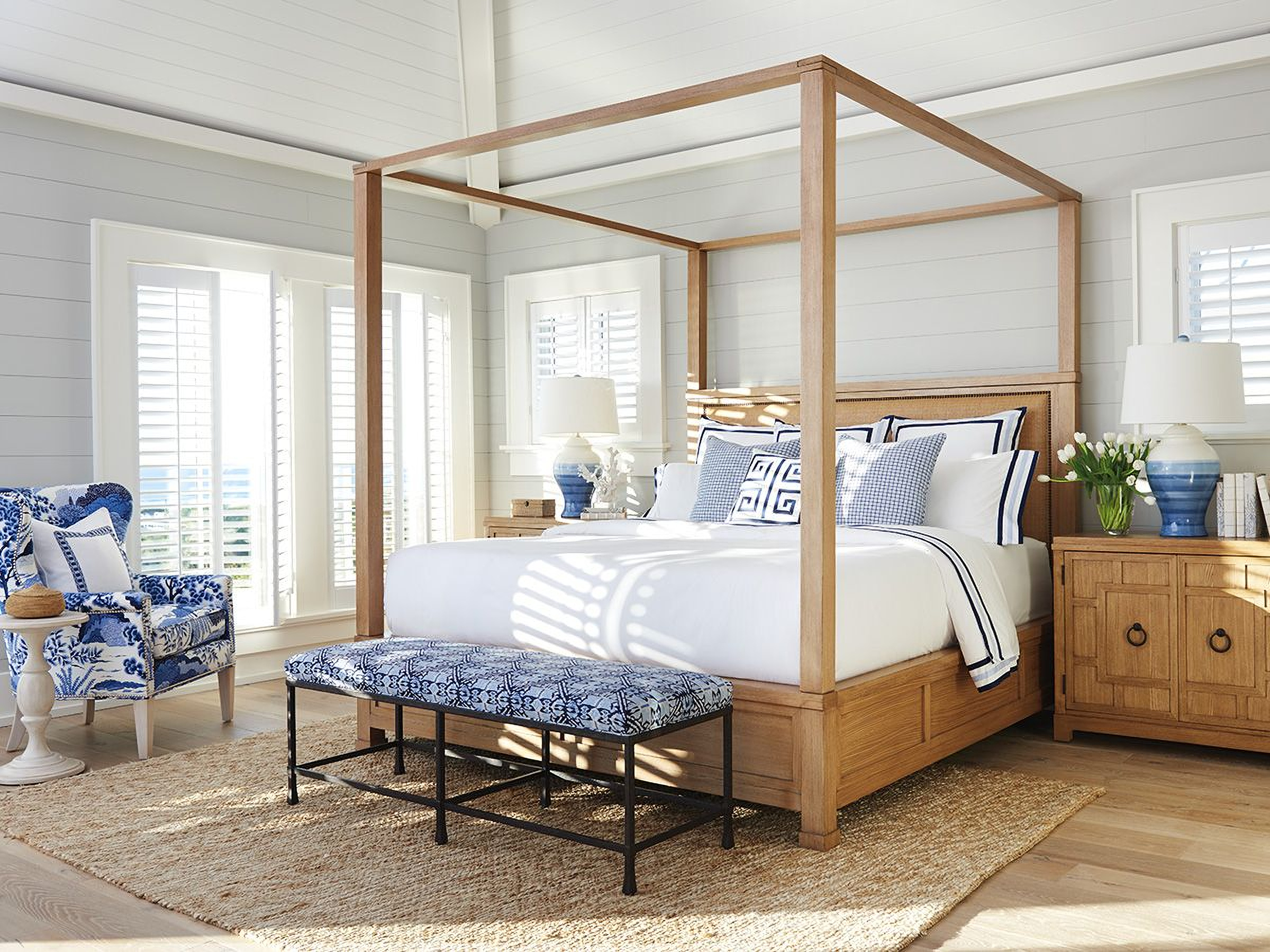 Newport Sandstone Canopy Panel Bedroom Set By Barclay Butera ...