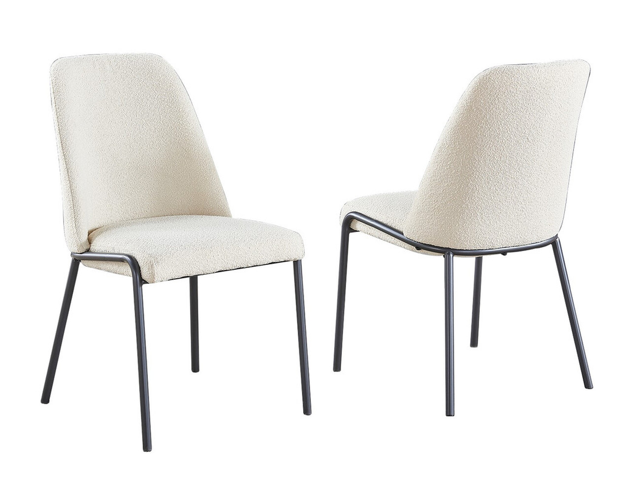 Nick Polar Fleece Fabric Side Chairs Set of 2 In Cream and Iron Gray ...