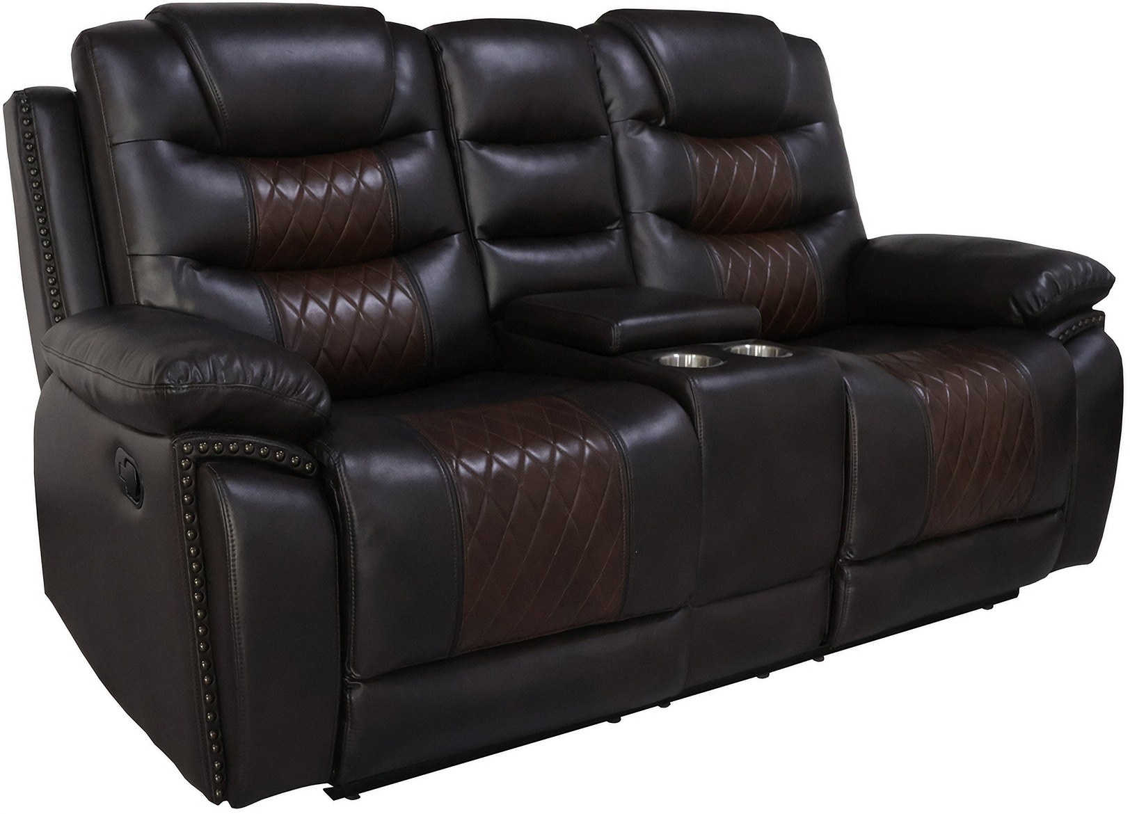 Nikko Console Loveseat with Dual Recliners In Brown by New Classic ...