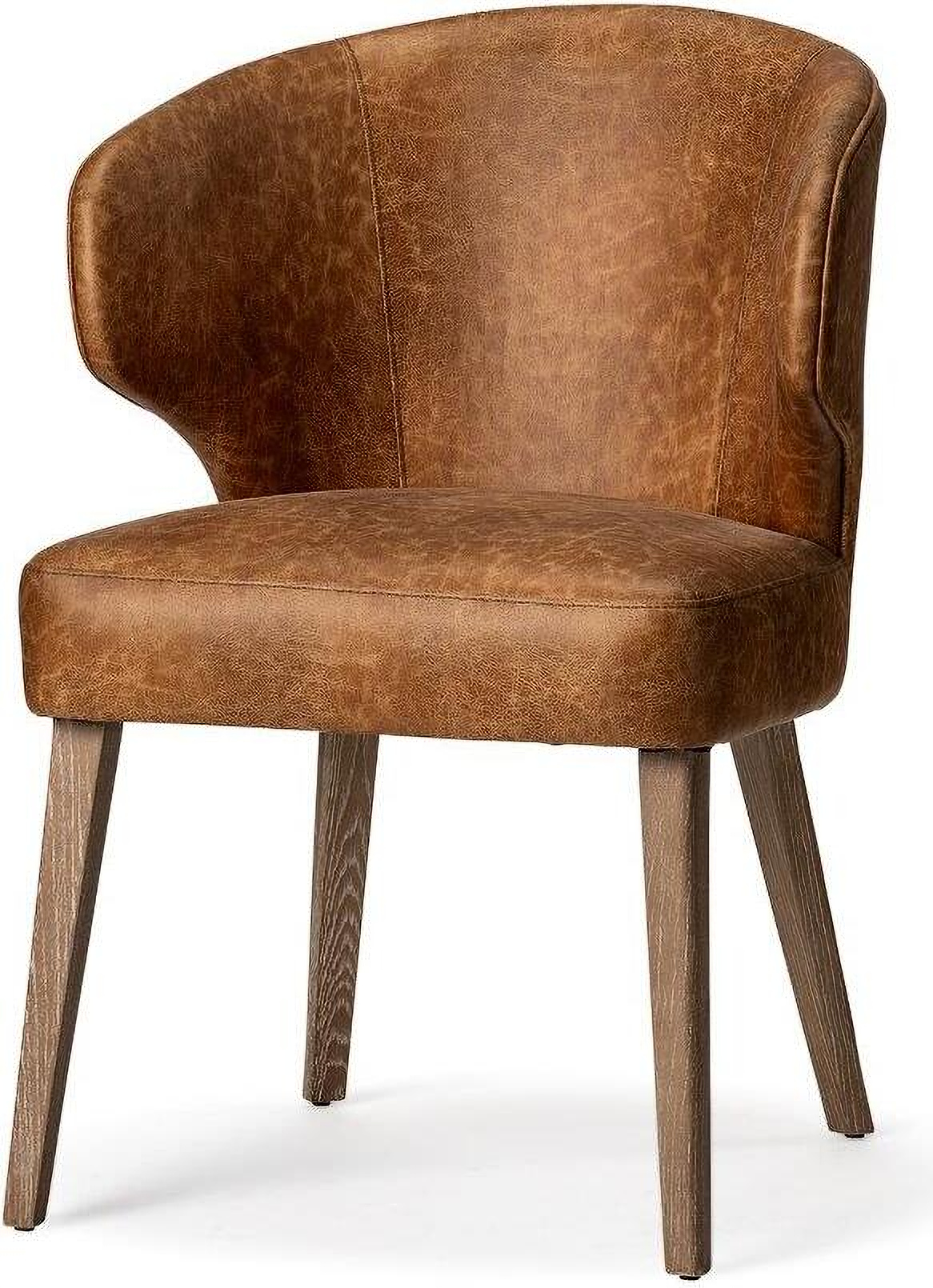 Mercana Niles Brown Faux Leather Seat w Wooden Legs Wingback Dining Chair 68323