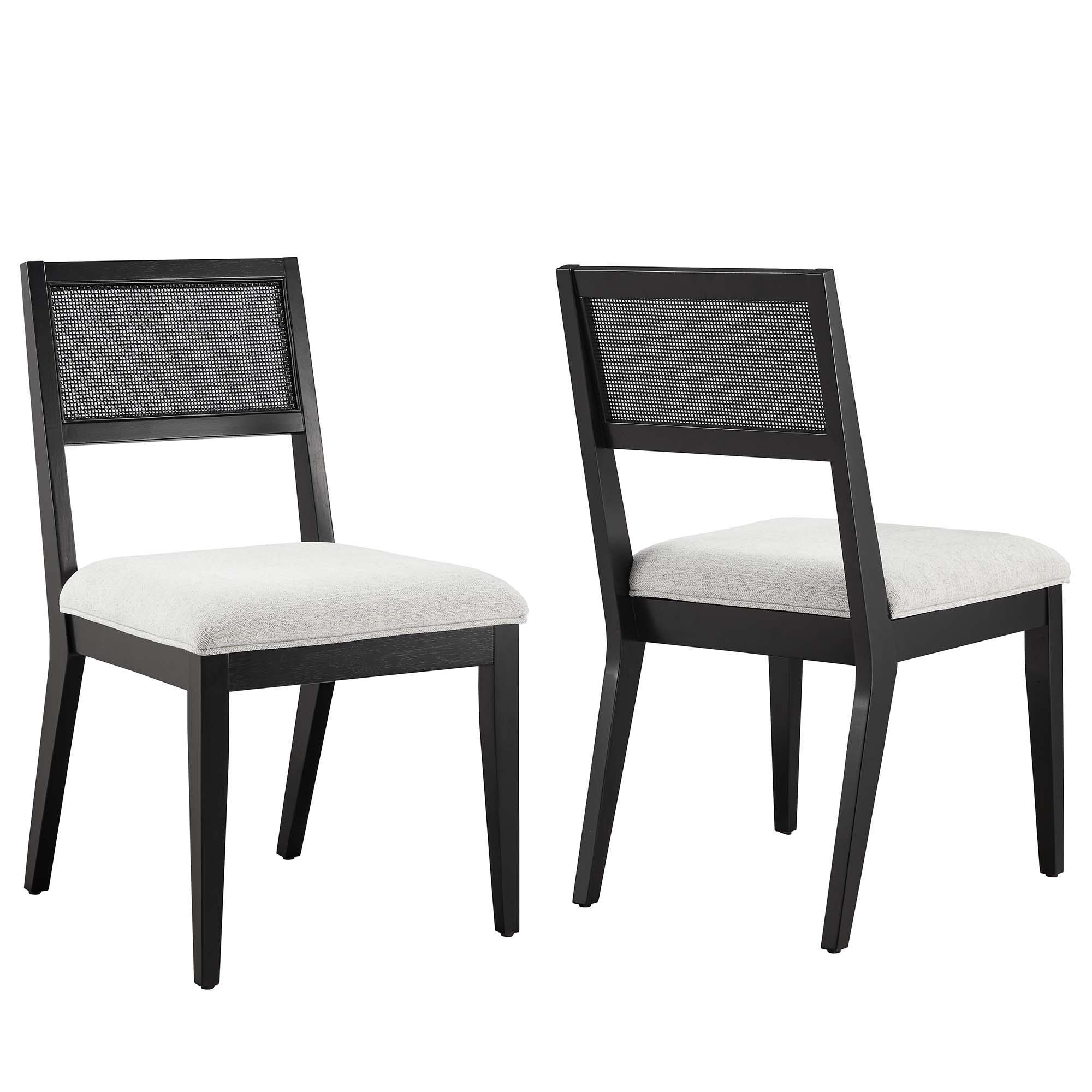 Nimba Faux Rattan Fabric Dining Chairs Set of 2 In Heathered Weave and ...