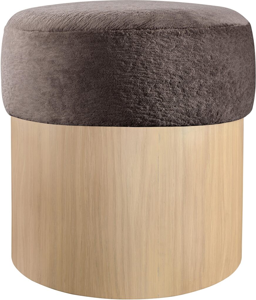 Nimes Velour Fur Fabric Ottoman and Stool In Brown and Natural by Meridian | 1StopBedrooms