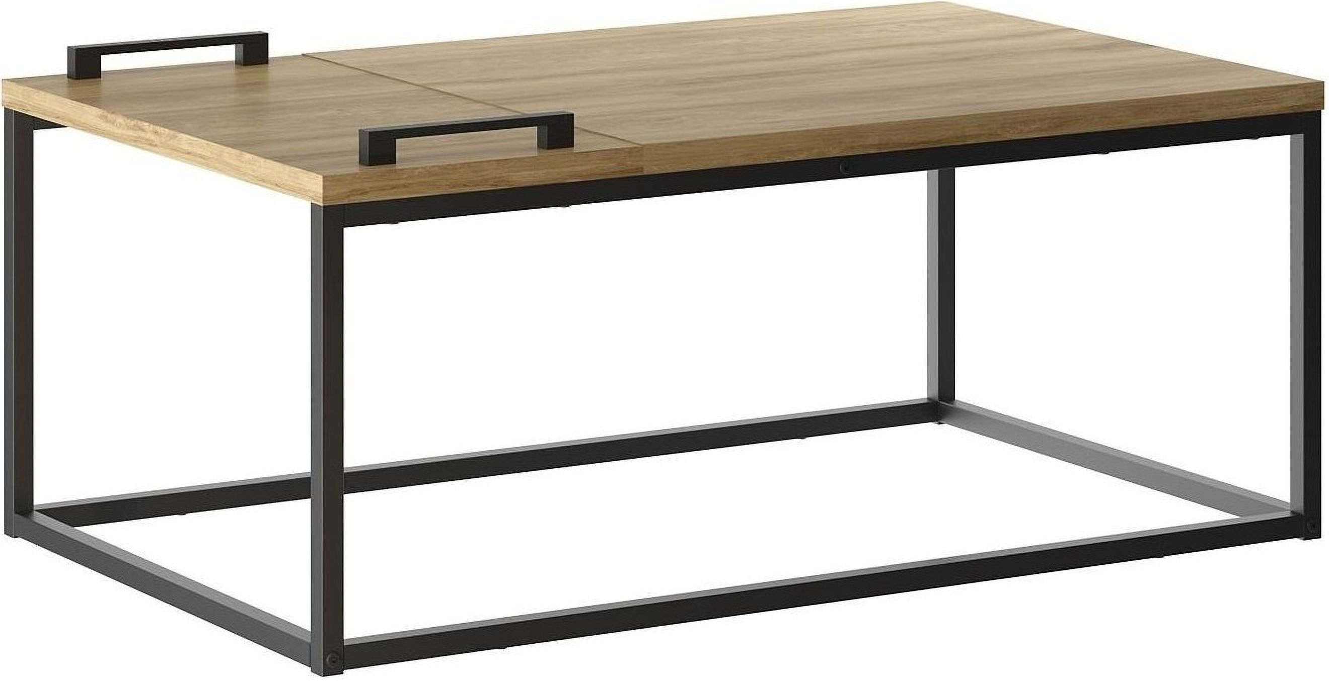 Noa Oak And Black Painted Metal Cocktail Table by Casabianca Home ...
