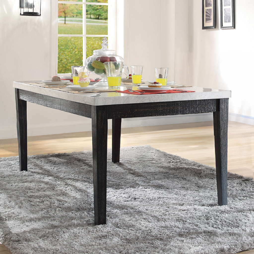 Nolan White Marble and Salvage Dark Oak Dining Table by ACME ...