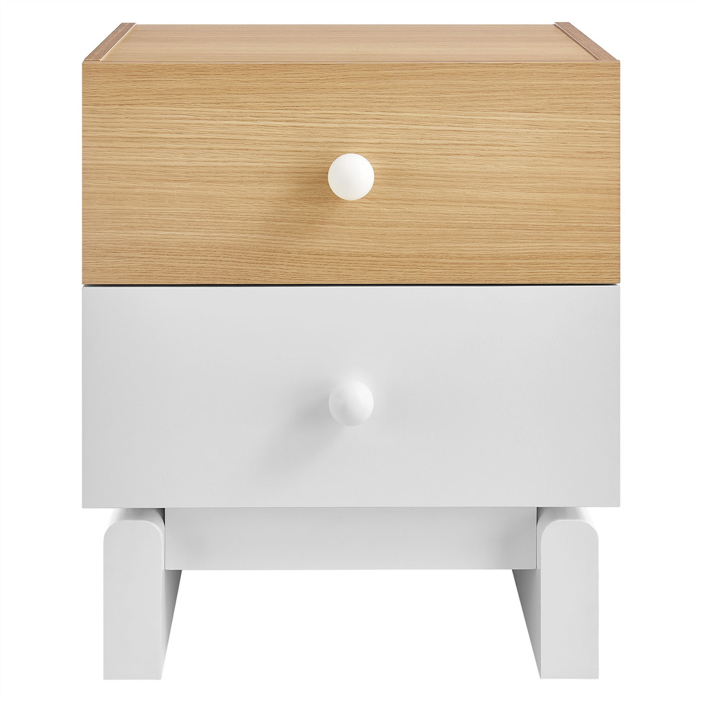 Nolia 2-Drawer Color Block Nightstand In Oak White by Modway ...