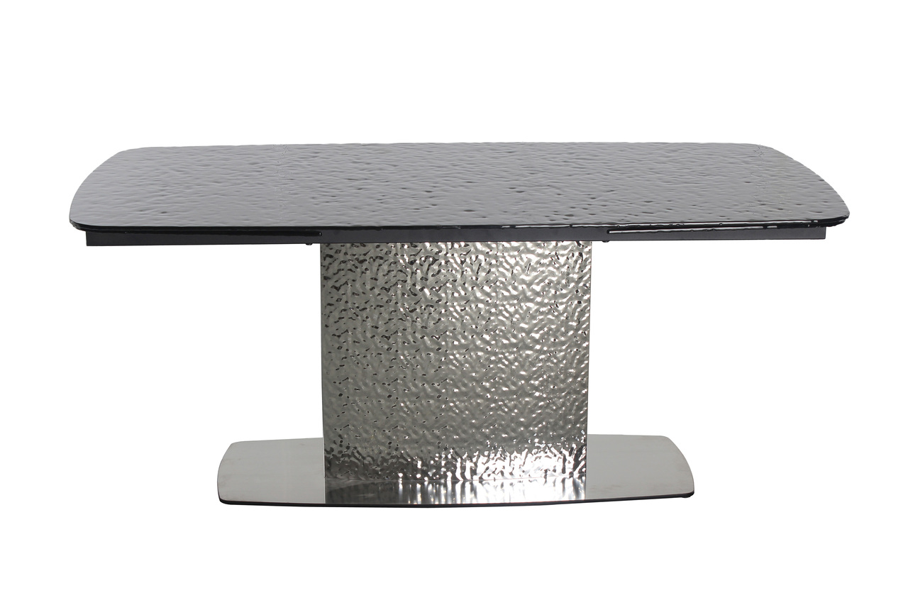 Nora Extendable Textured Glass Top Table and Textured Steel Base In ...
