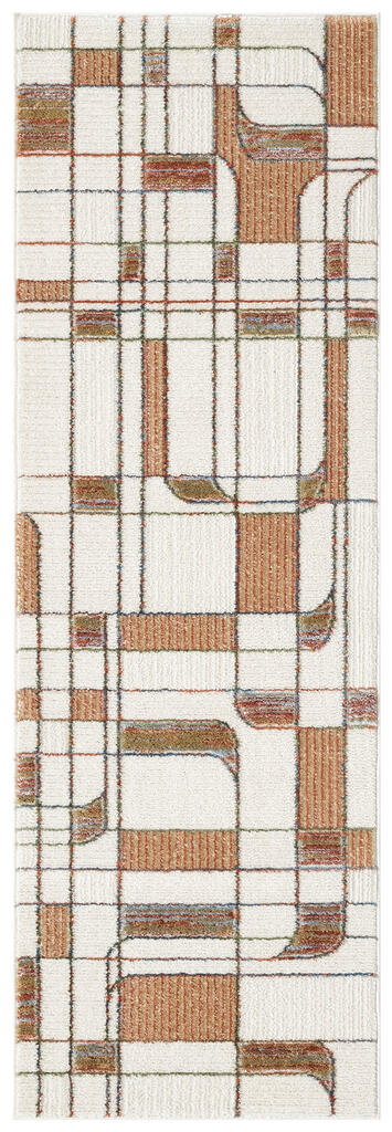 Nordic Mid Century Modern 2' x 6' Indoor Rug In Ivory and Rust by ...