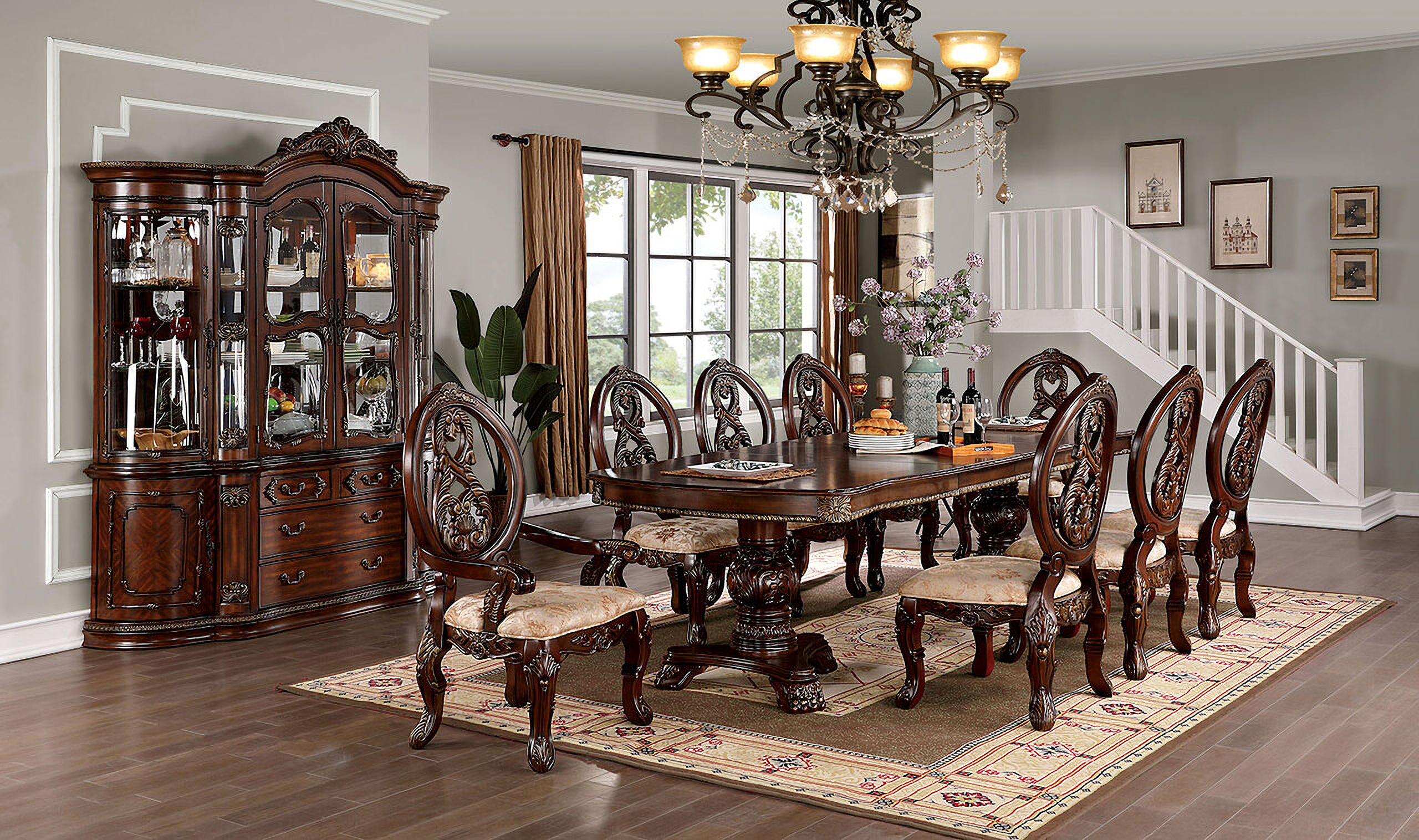 Normandy Dining Room Set In Brown Cherry by Furniture of America ...