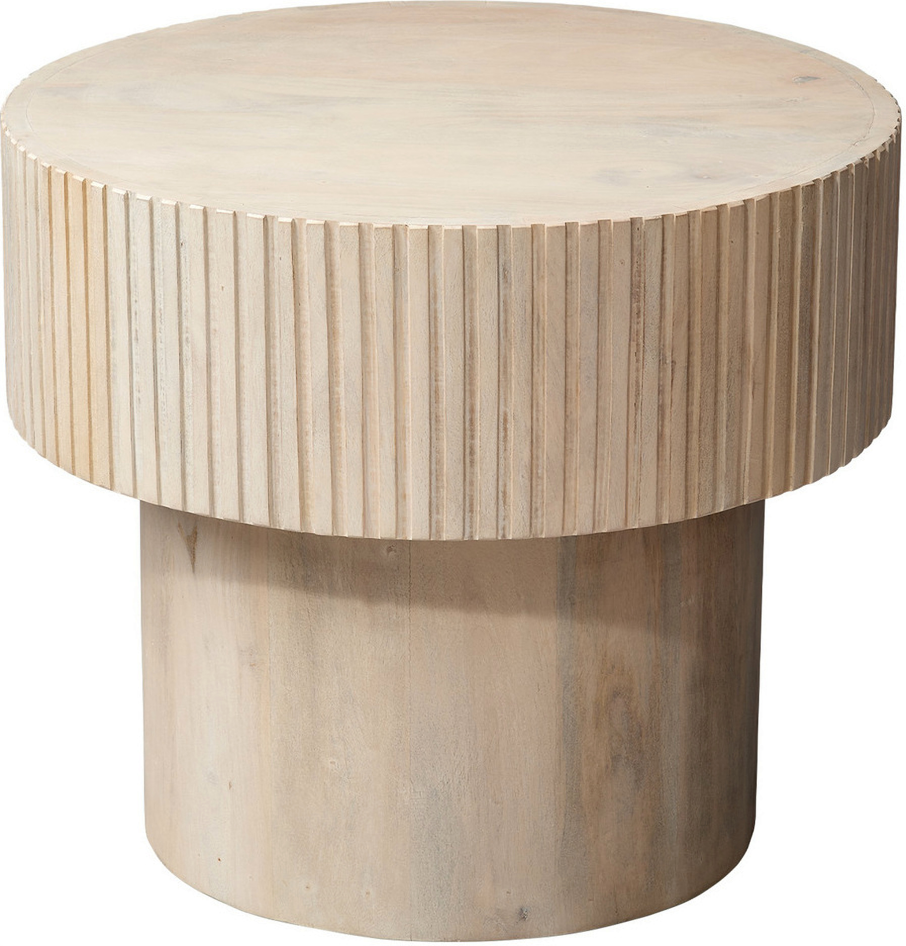 Notch Mango Wood Round Side Table In White Bleach by Jamie Young ...
