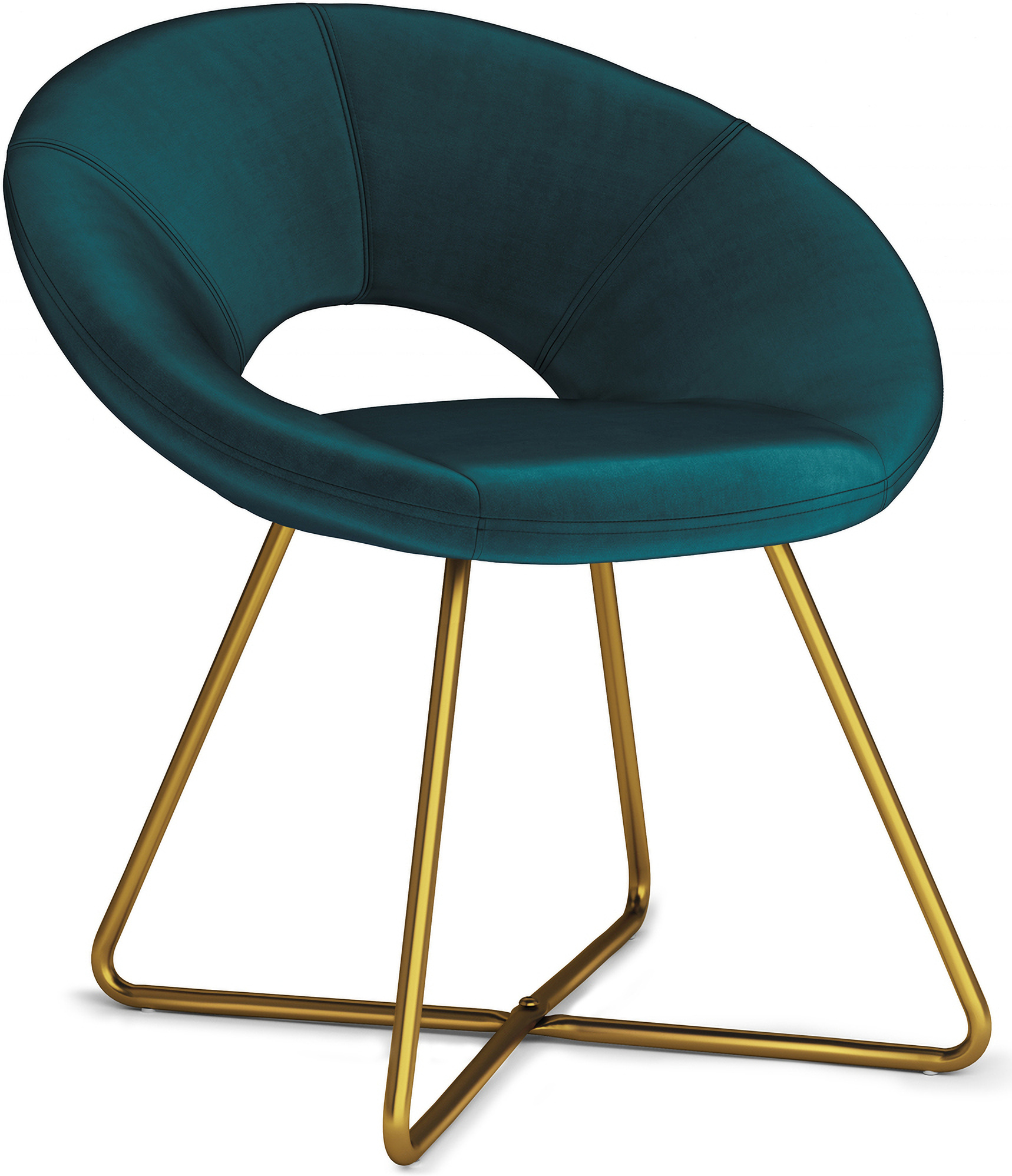 Nov Accent Chair with Curved Back and Gold Powder-Coated Metal Base In ...