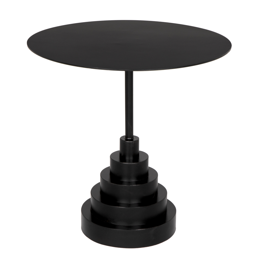 Nova Round Side Table In Matte Black by Noir | 1StopBedrooms