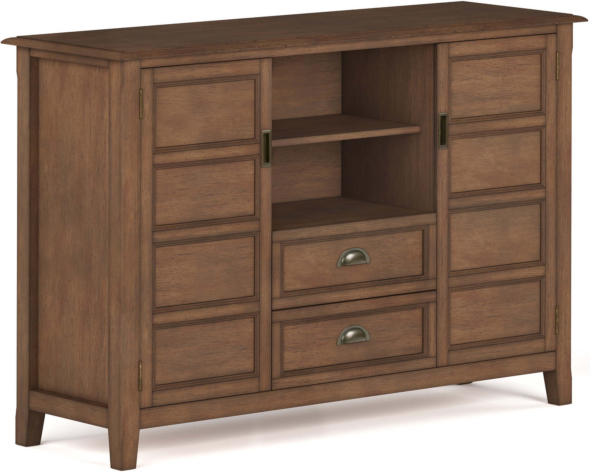 Nucleus TV Stand with 2 Side Doors and 2 Center Drawers In Rustic ...
