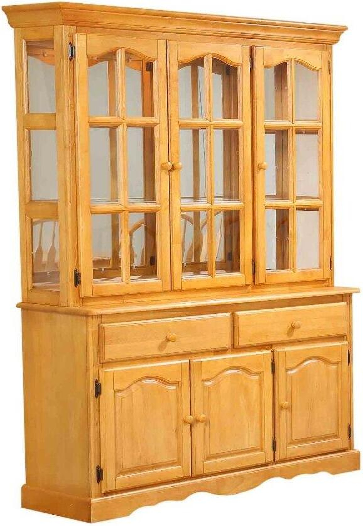 Oak Selections Light Oak Treasure Buffet and Lighted Hutch by Sunset ...
