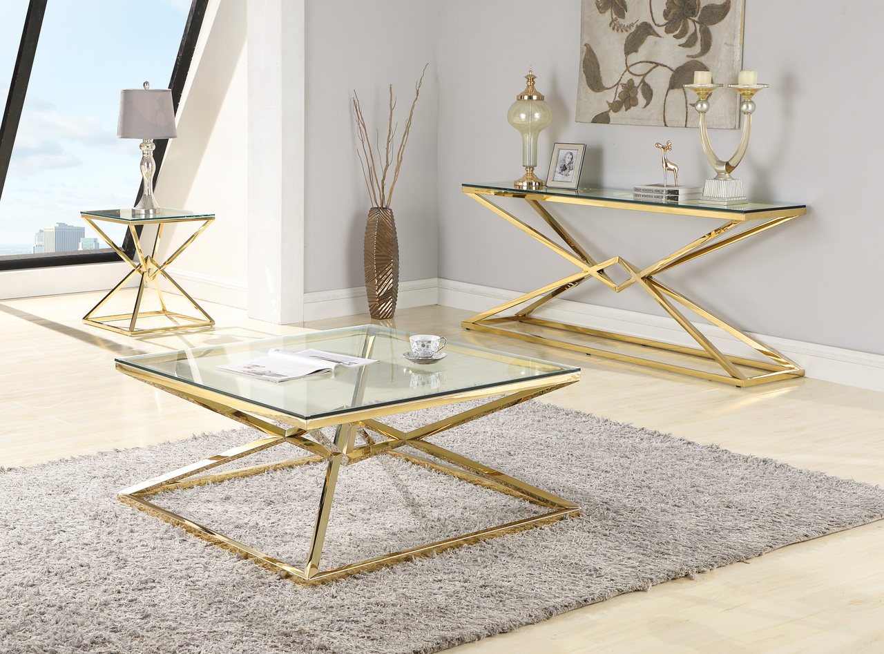 Occasional Table Set In Gold by Chintaly Imports | 1StopBedrooms